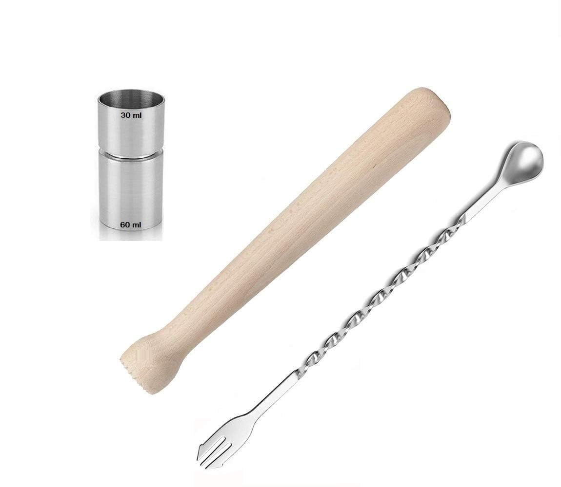Ramhari Enterprises Muddling Tool Set Grooved Sheesham Wooden Head Muddler Bar Mixing Spoon with ...