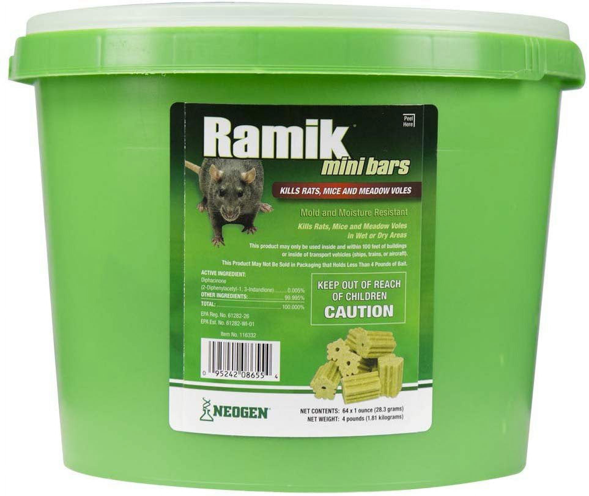 Ramik Ready-to-Use Mini Bars - 64 x 1oz All-Weather Rodent Bait in 4lb ...