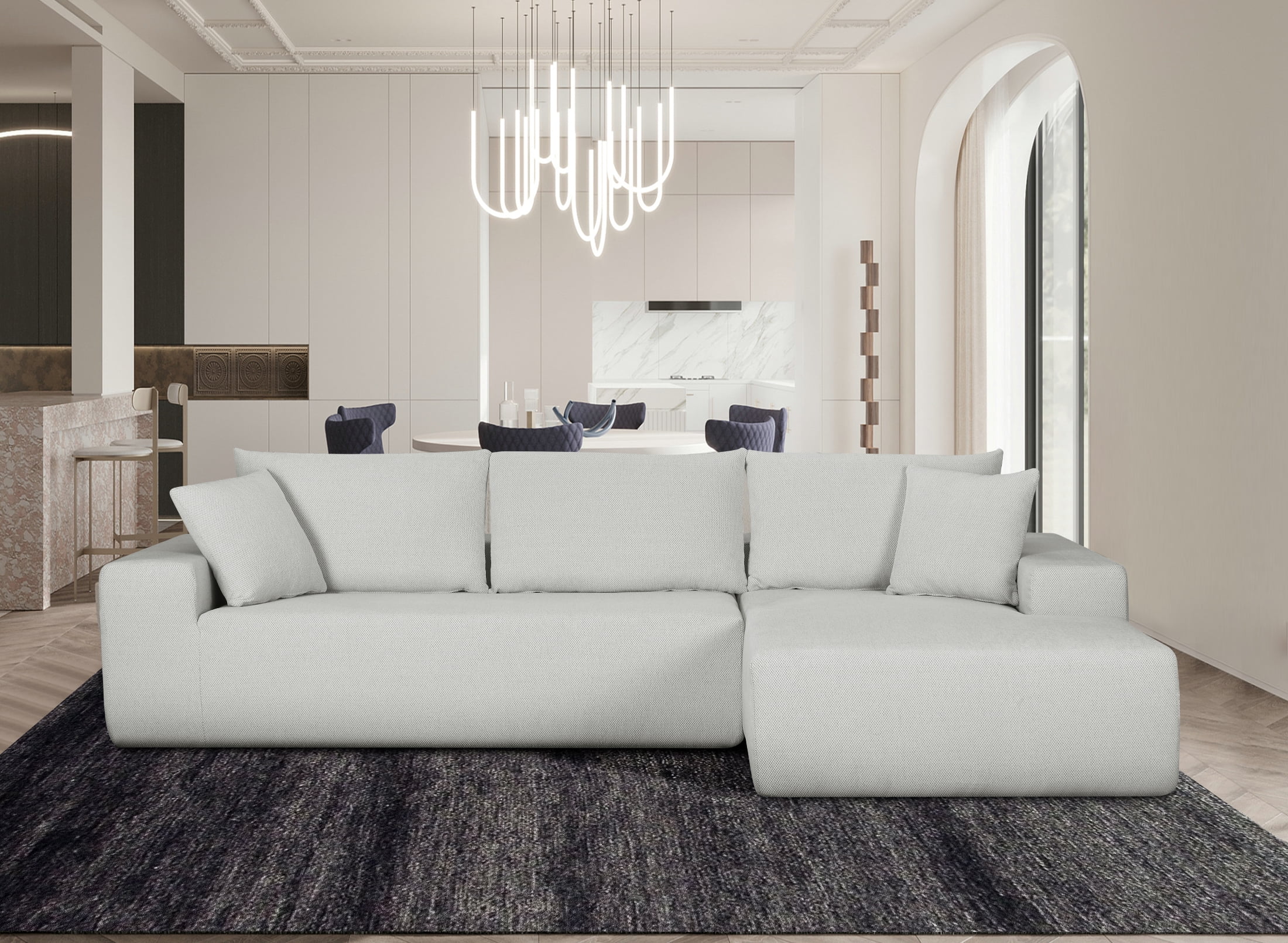 Ramiro L Shaped Polyester Sectional Sofa - Walmart.com