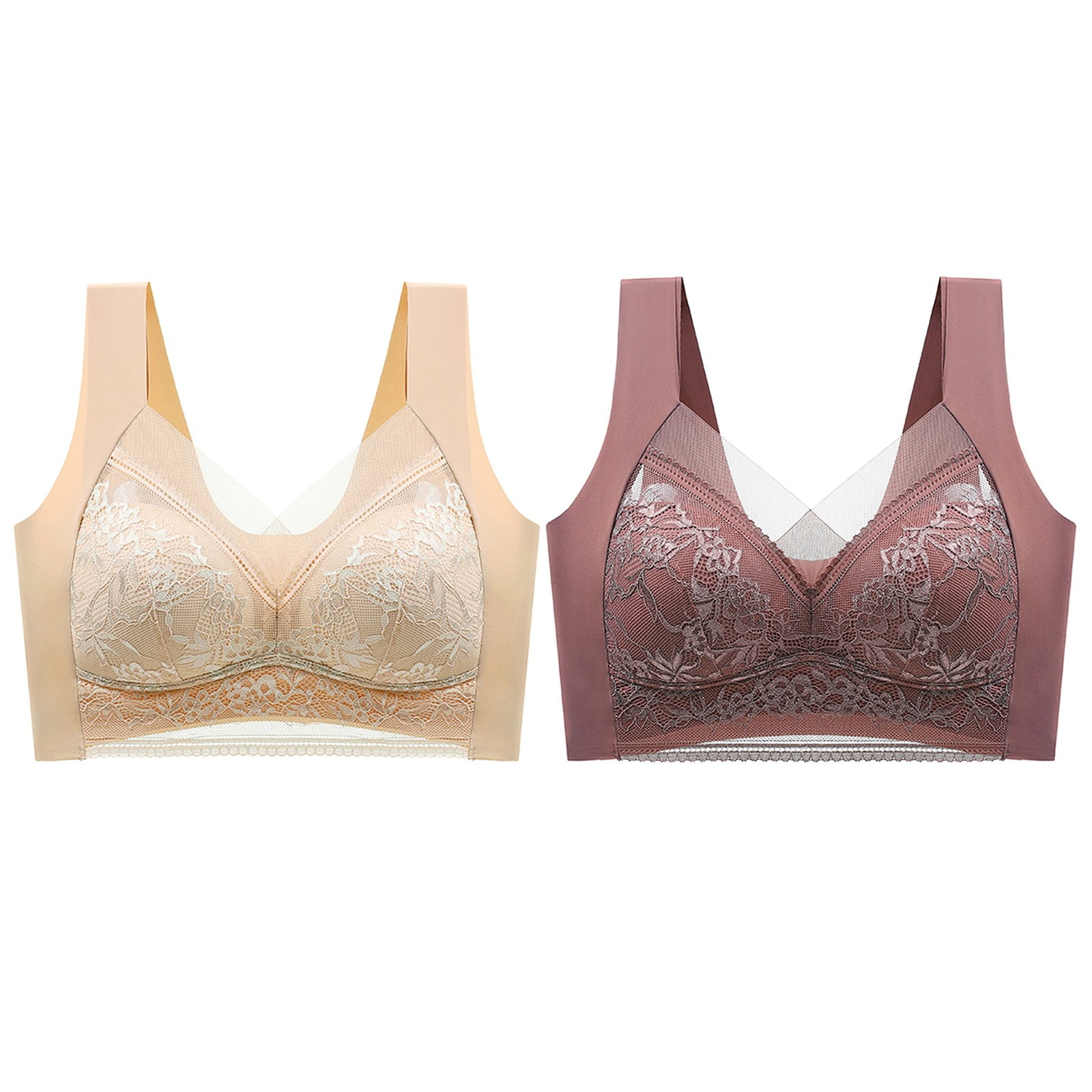 Ramiter Bras for Women Women's Microfiber Lace Underwire Plunge Bra 6L,Khaki - Walmart.com