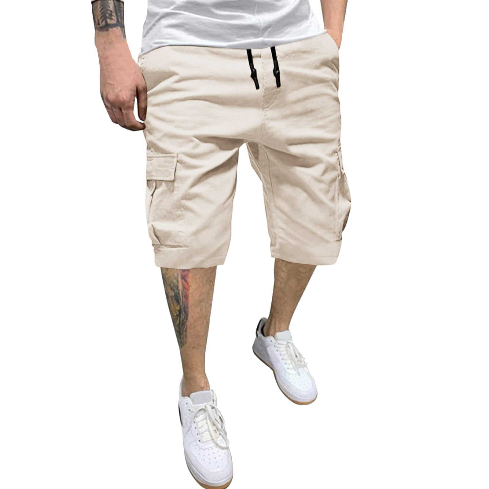 Ramiter Cargo Shorts for Men Mens Elastic Waist Cargo Shorts Zipper ...