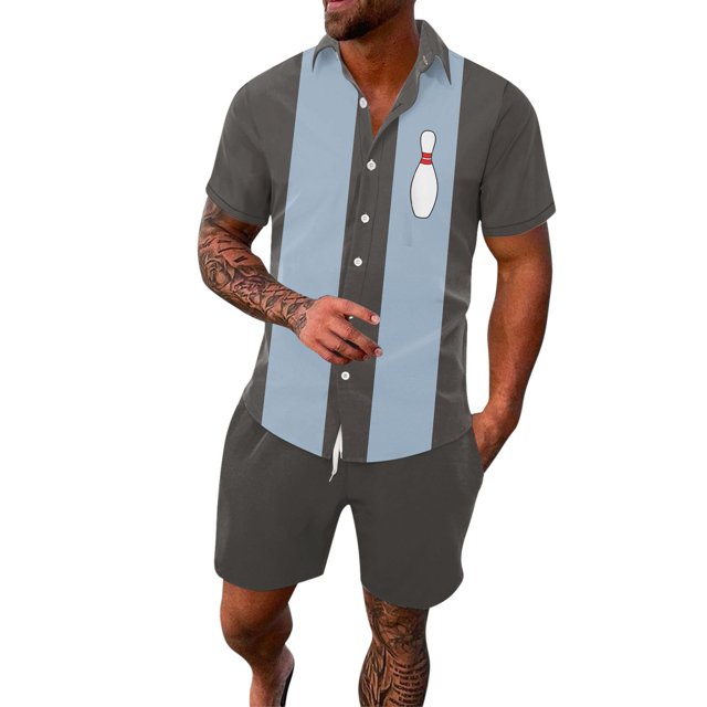 Ramiter Mens Sweatsuit Mens 2 Pieces Set Casual Henley Shirts Short