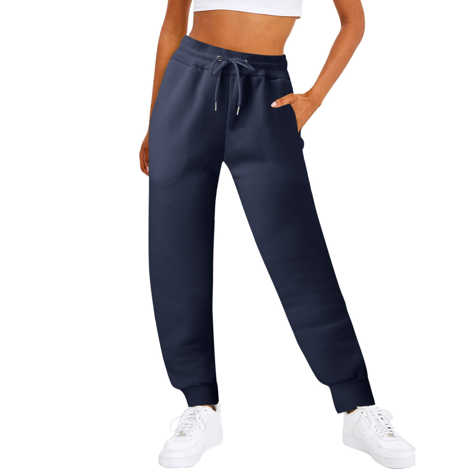 Ramiter Sweat Pants for Womens Women's Casual Drawstring Waist Rib Knit ...