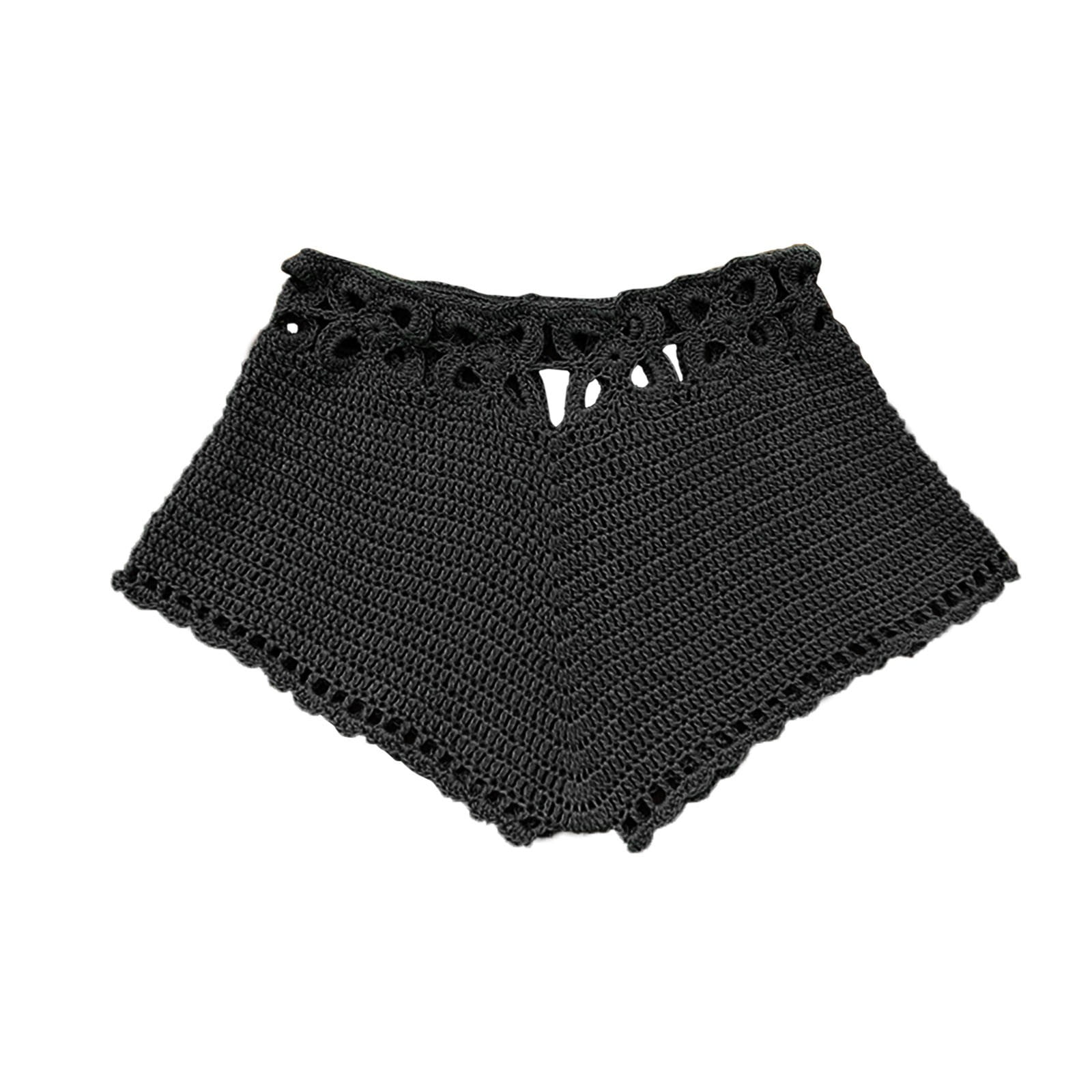 Ramiter Womens Swim Shorts Womens Summer Knit High Waist Tie Solid