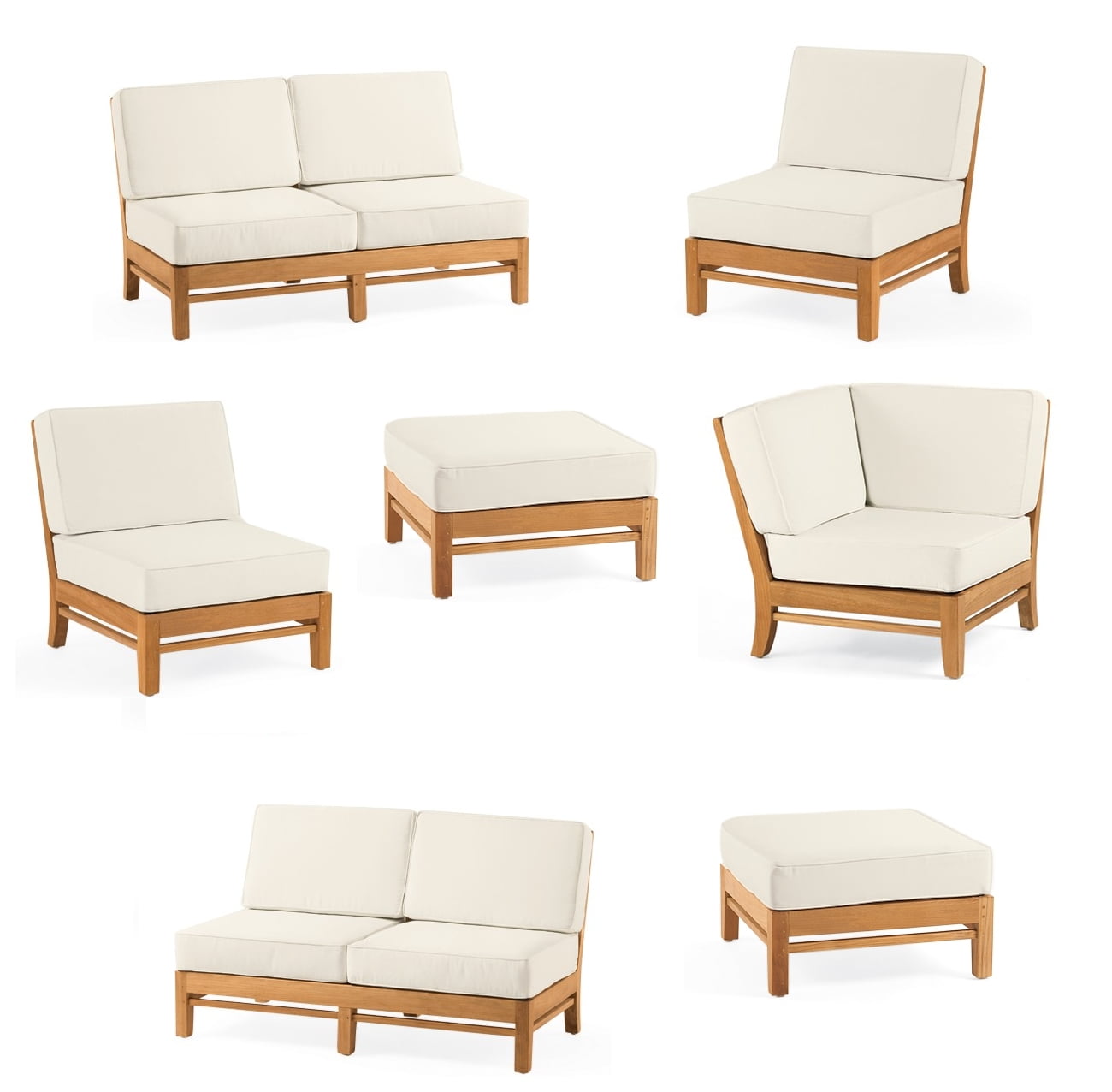 Ramled Sectional 7 Pc Sofa Set: 2 Sofas(Left & Right), Corner Piece, 2 ...