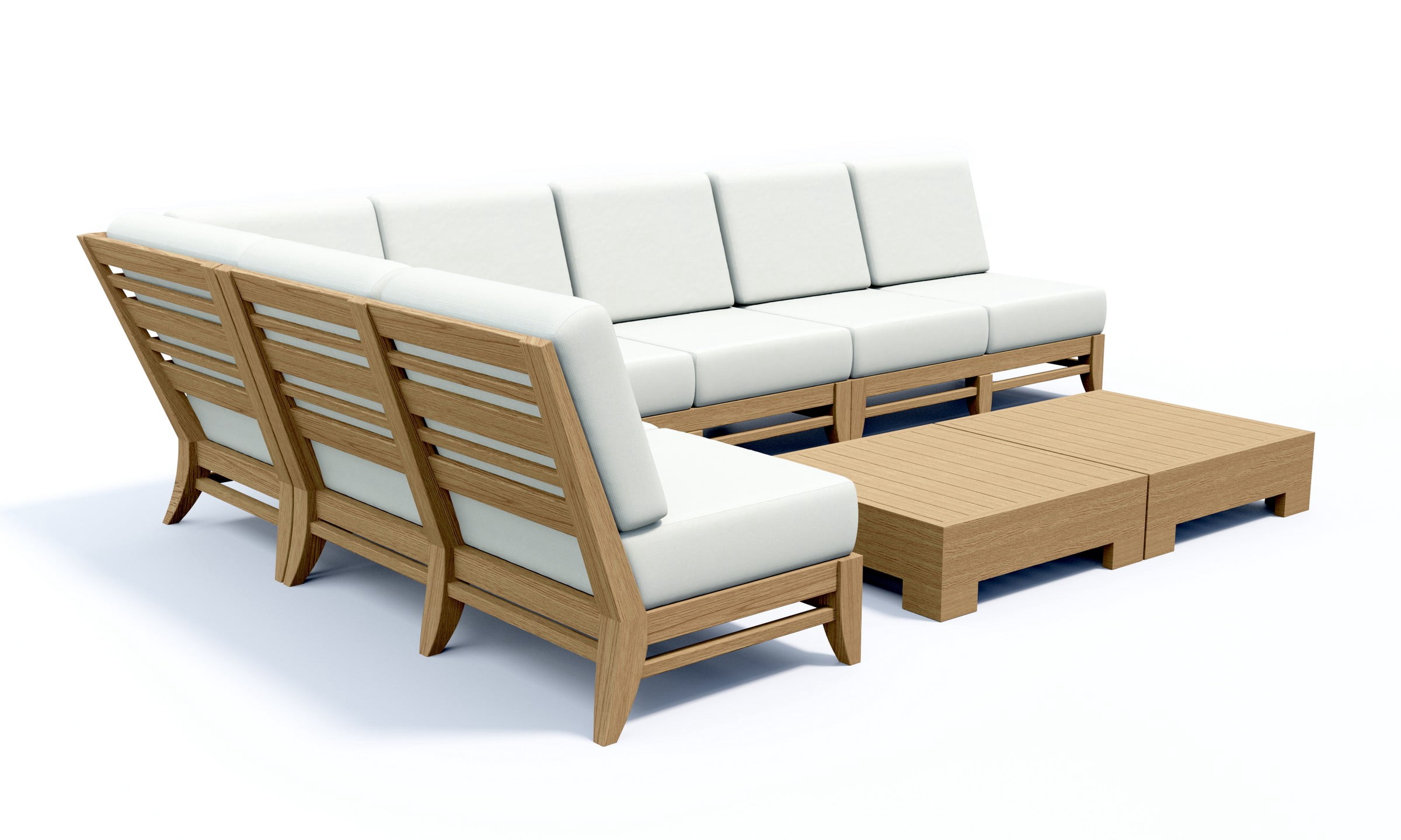 Ramled Sectional Teak Wood 6 Pc Sofa Set: 3 Sofas(Left & Right), Corner ...
