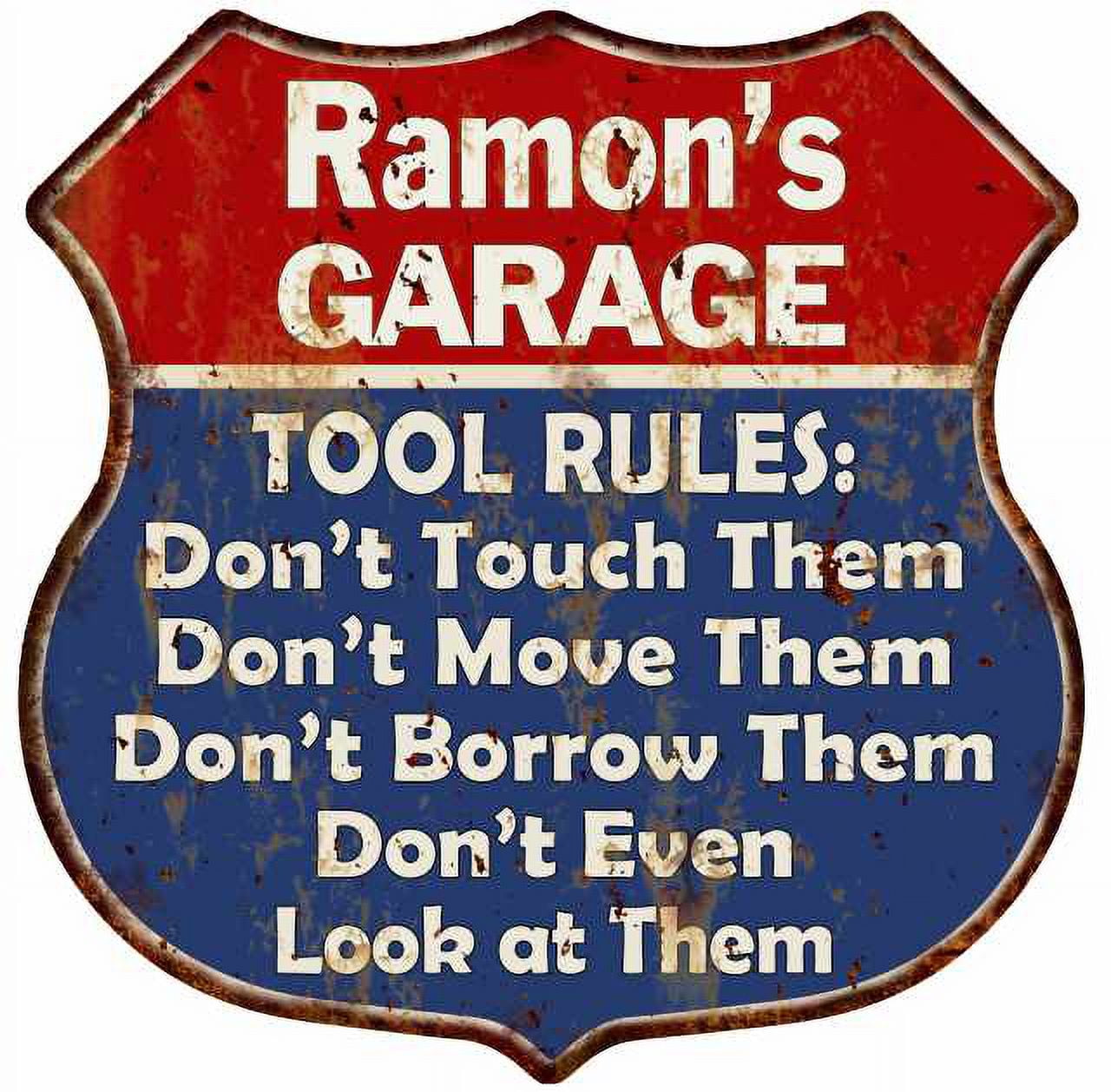 Ramon's Garage Man Cave Rules Sign Shield Metal Gift 211110001218 ...