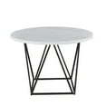 Ramona Mid-Century Modern White Marble Top Round Dining Table with ...