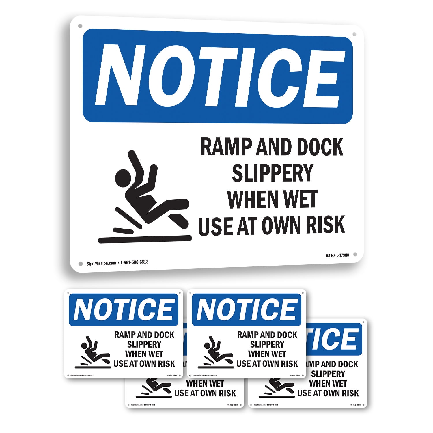 Ramp And Dock Slippery When OSHA Notice Rigid Plastic Sign 10 Inch x 7 ...