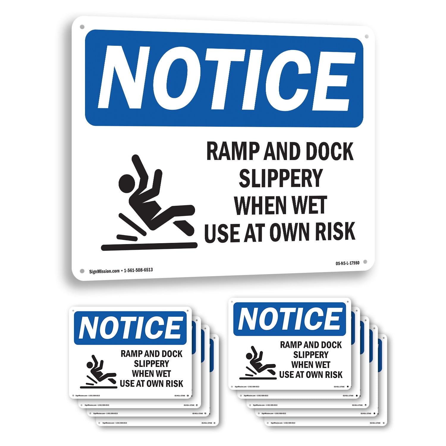 Ramp And Dock Slippery When OSHA Notice Rigid Plastic Sign 24 Inch x 18 ...