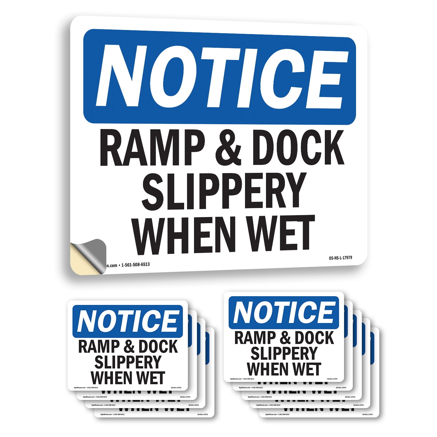 Ramp & Dock Slippery When Wet OSHA Notice Vinyl Decal Label 24 Inch x ...