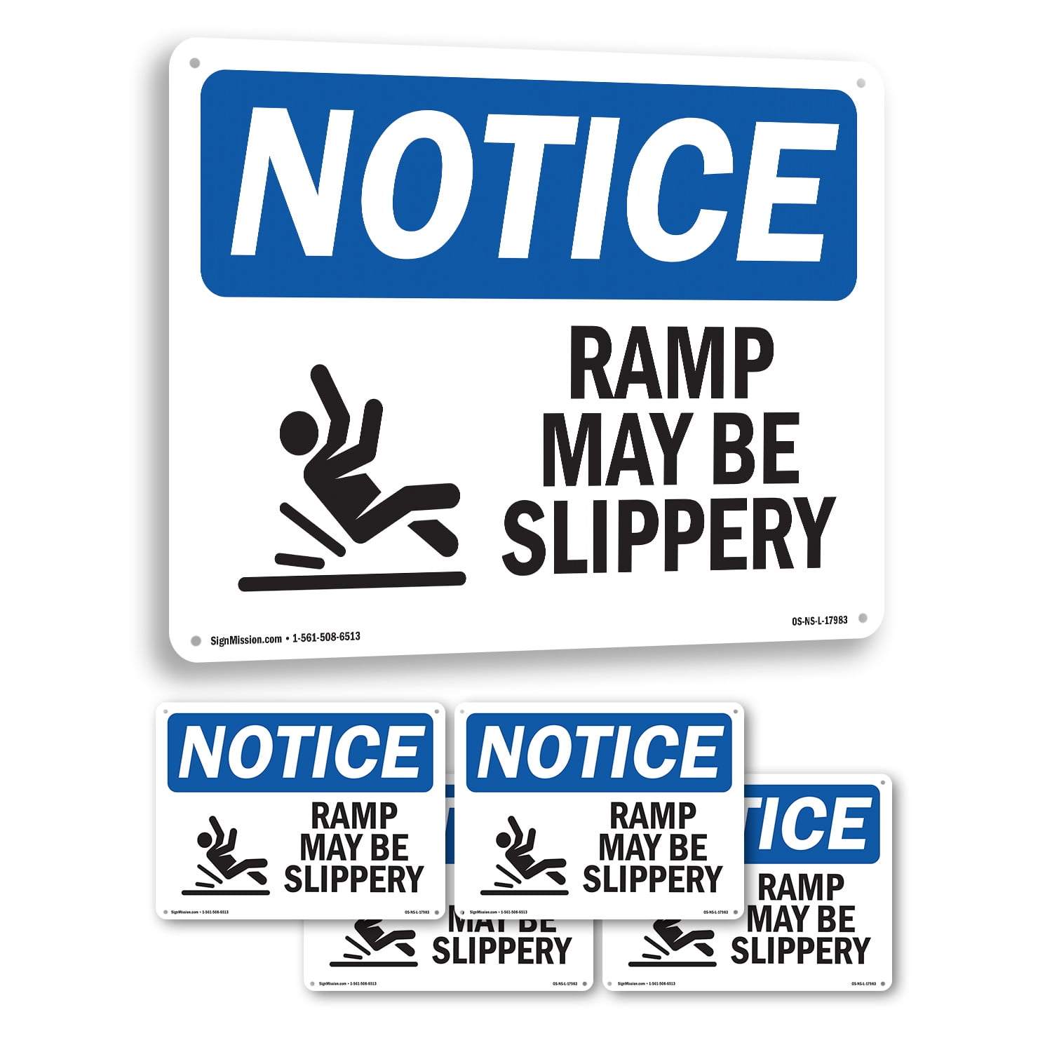 Ramp May Be Slippery OSHA Notice Rigid Plastic Sign 18 Inch x 12 Inch ...