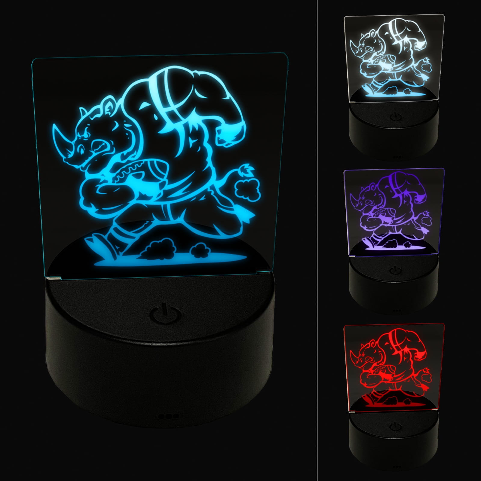 Rampaging Rhino Football Athletic Sports LED Night Light Sign 3D ...