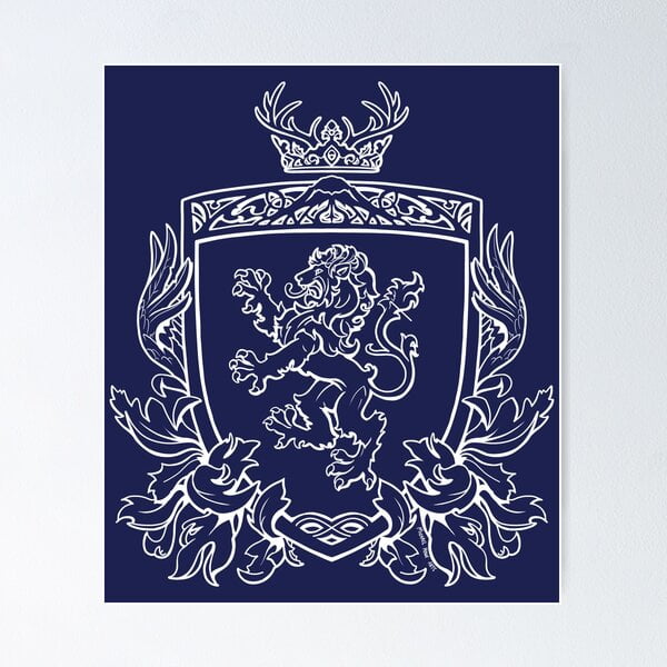 Rampant Lion Shield Crest Poster Wall Art, Modern Wall Decor For Living ...