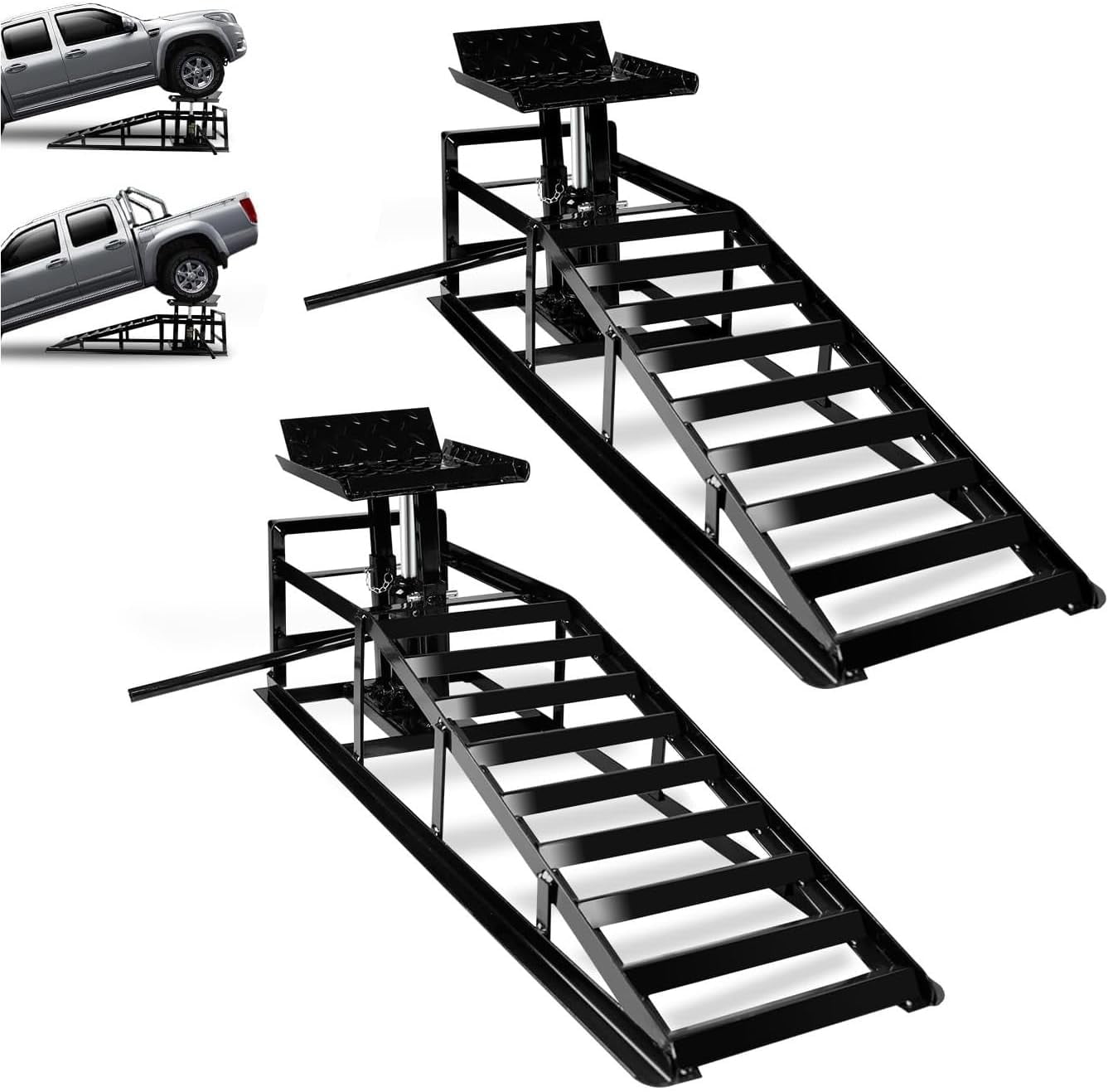 JoanKaren 2-Pack Hydraulic Car Ramps,11000lbs Heavy-Duty Steel Vehicle ...