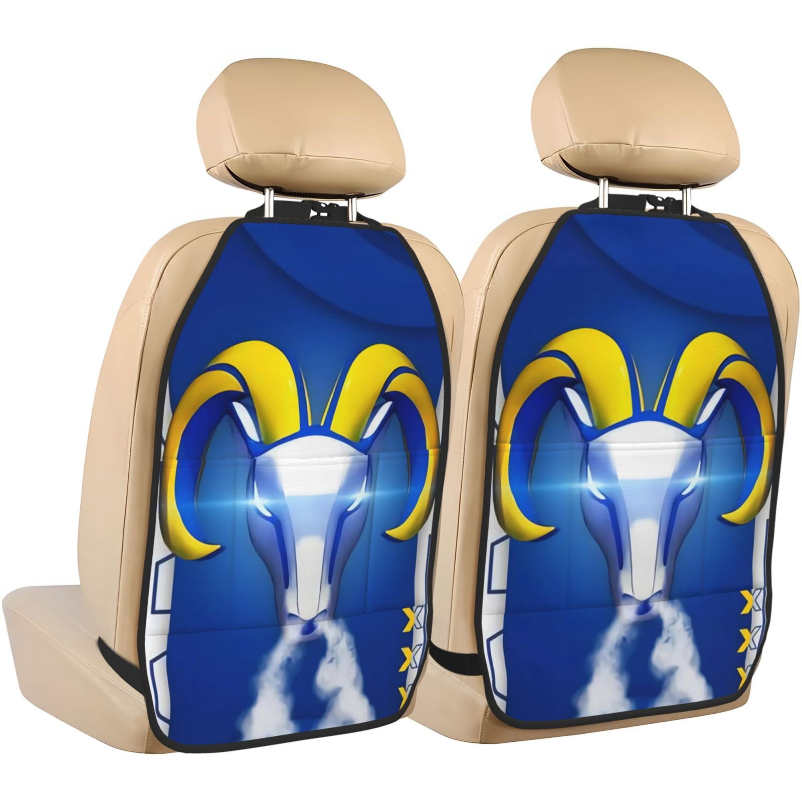 Rams 2 Pack Car Kick Seats Mats Cover Back Protector with Pockets for ...