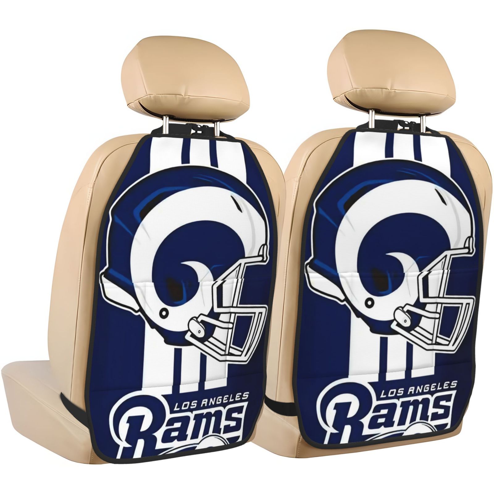 Rams 2 Pack Car Kick Seats Mats Cover Back Protector with Pockets for ...