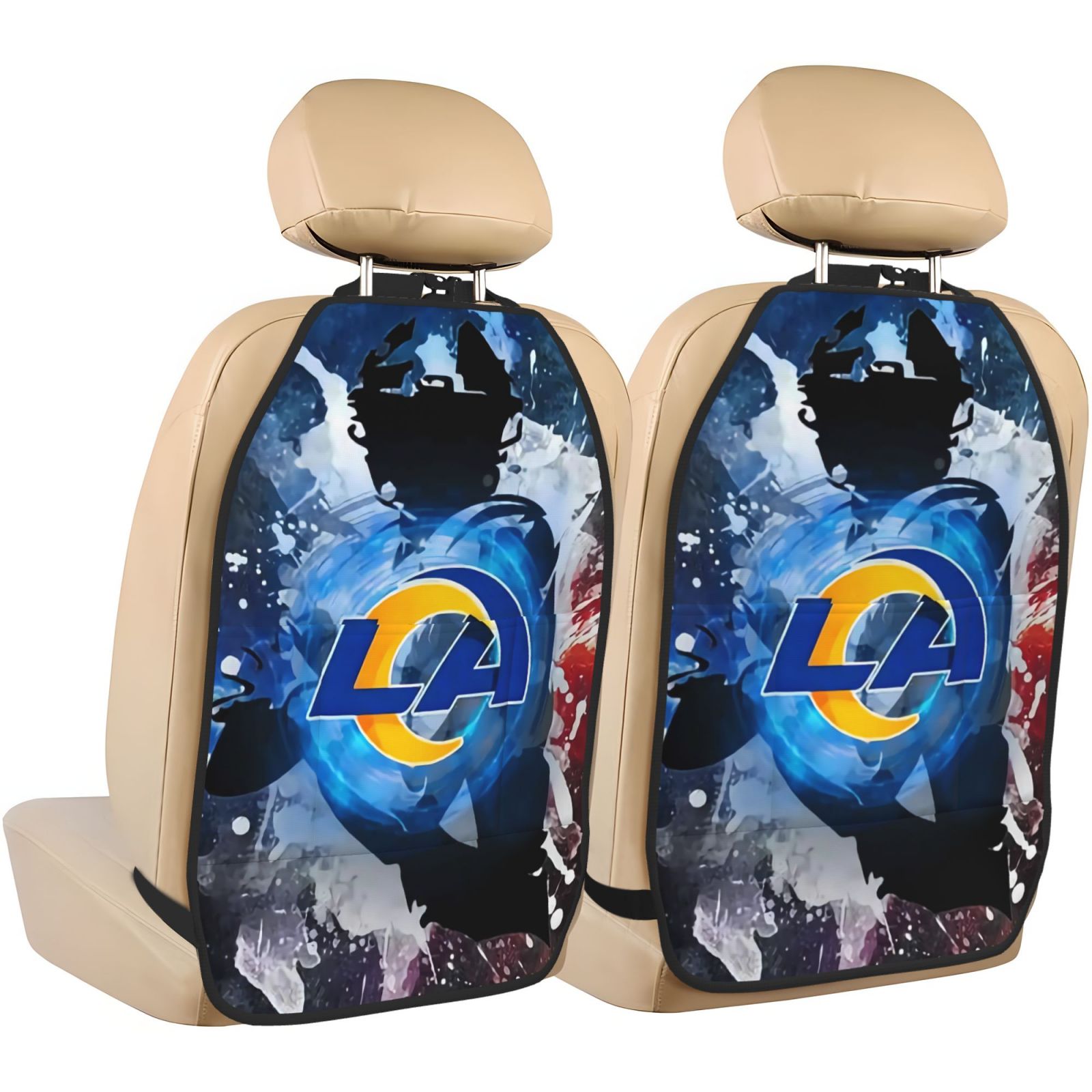 Rams 2 Pack Car Kick Seats Mats Cover Back Protector with Pockets for ...