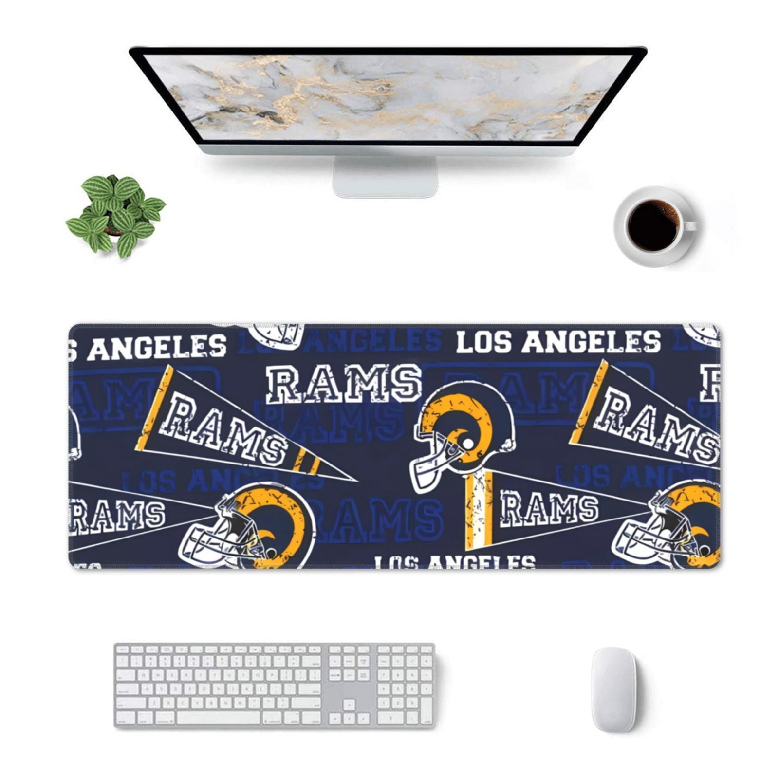 Rams Football Team Pattern Oversized Rubber Keyboard Pad 12x31.5 Inch ...