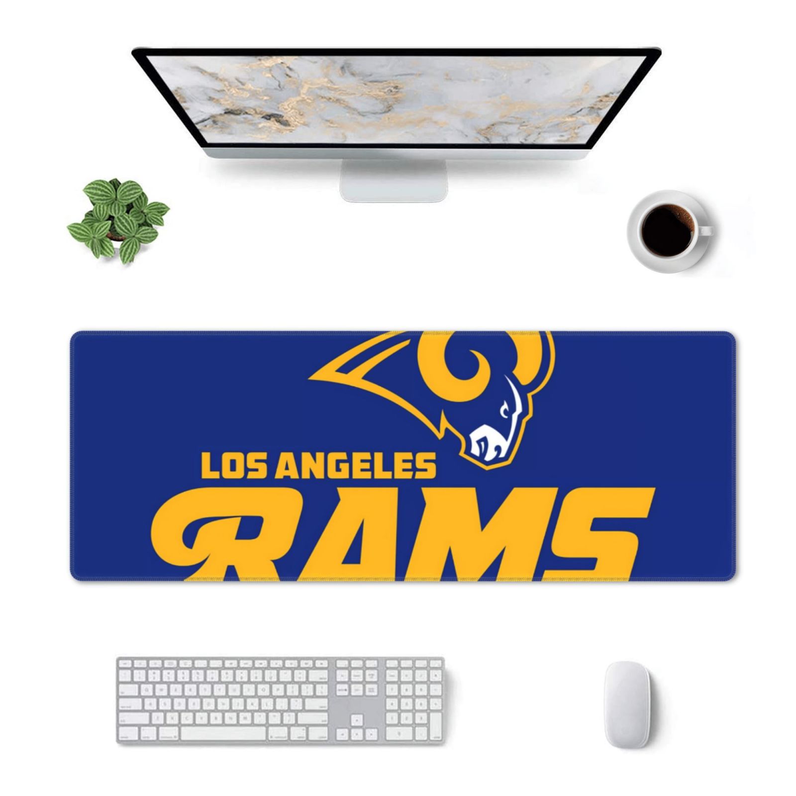 Rams Football Team Pattern Oversized Rubber Keyboard Pad 12x31.5 Inch ...