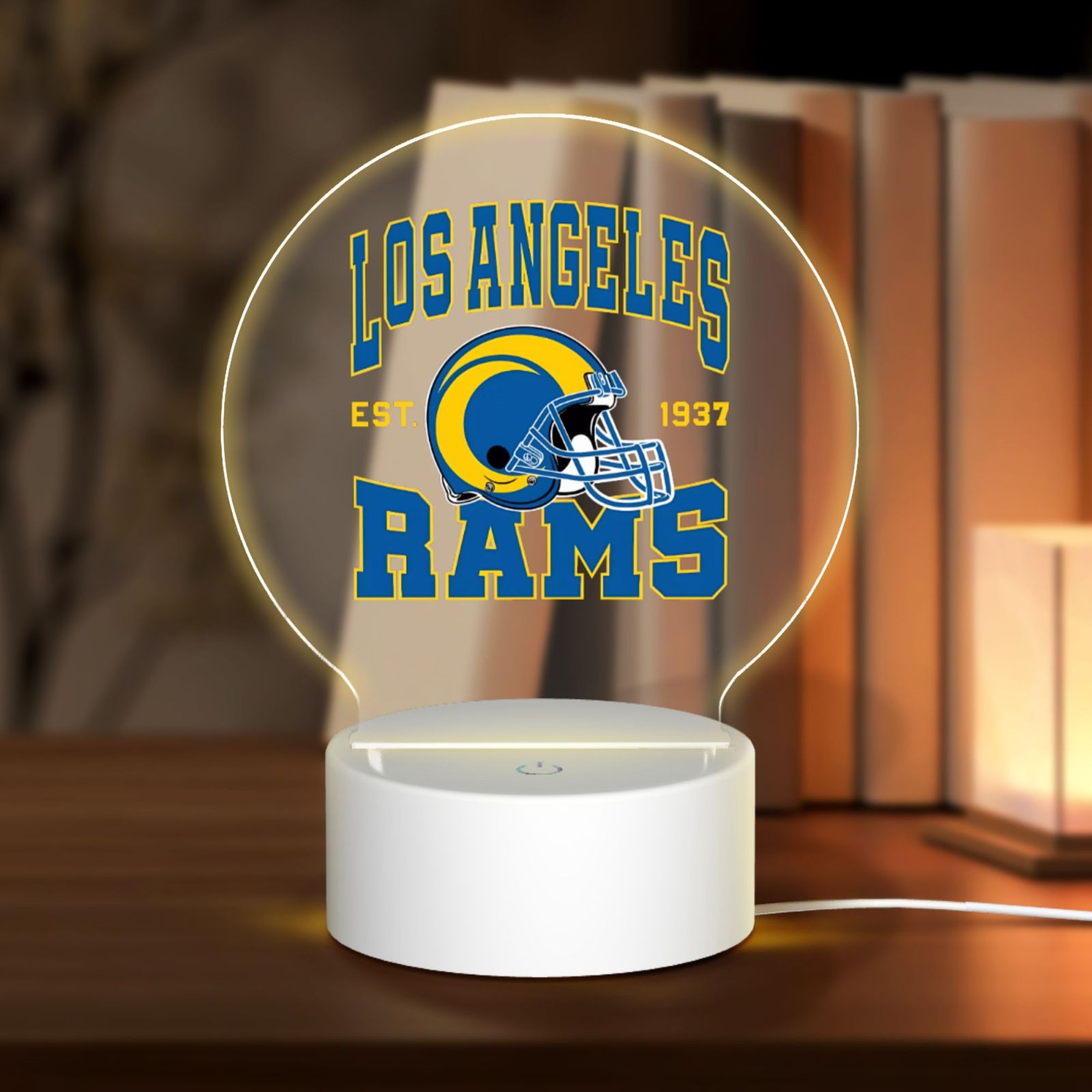 Rams Football Team Round Acrylic Night Light Plug-in USB, Dimmable ...