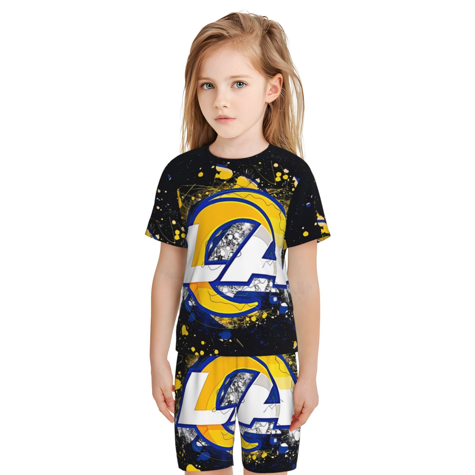 Rams Kids Girl Boys 2-Piece Cozy Pajamas Short Sleeve Cool Summer PJ ...