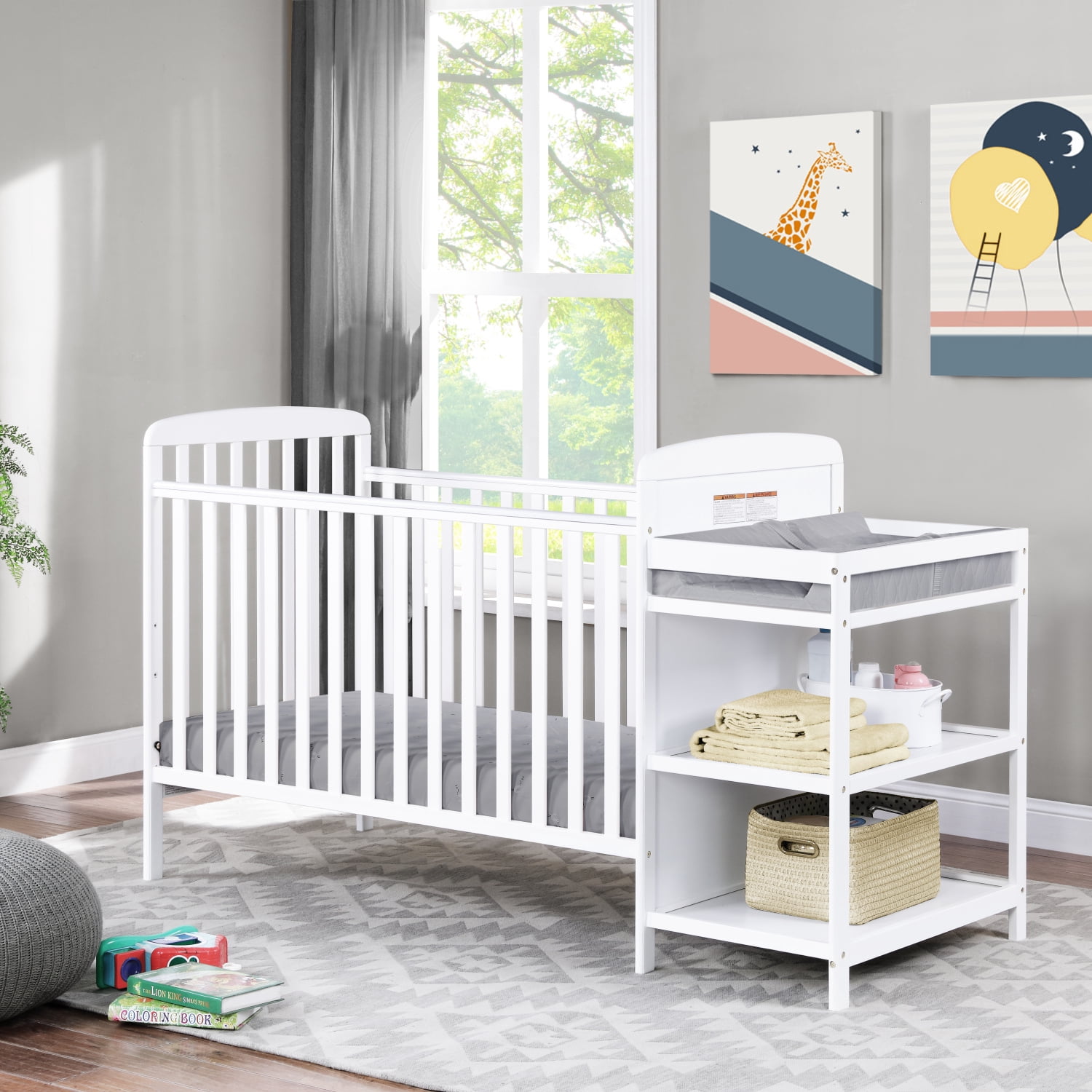 Ramsey 3-in-1 Convertible Crib and Changer Combo White - Walmart.com