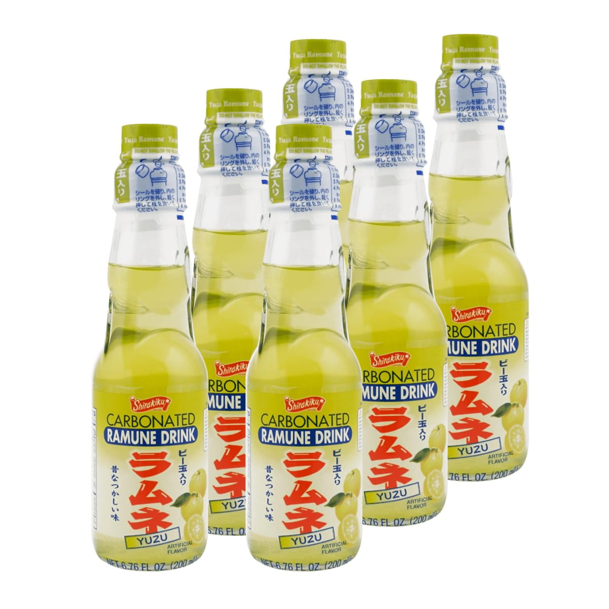 Ramune Drink, Carbonated Marble Soft Drink of Japan 6.76 oz (Yuzu, Pack ...