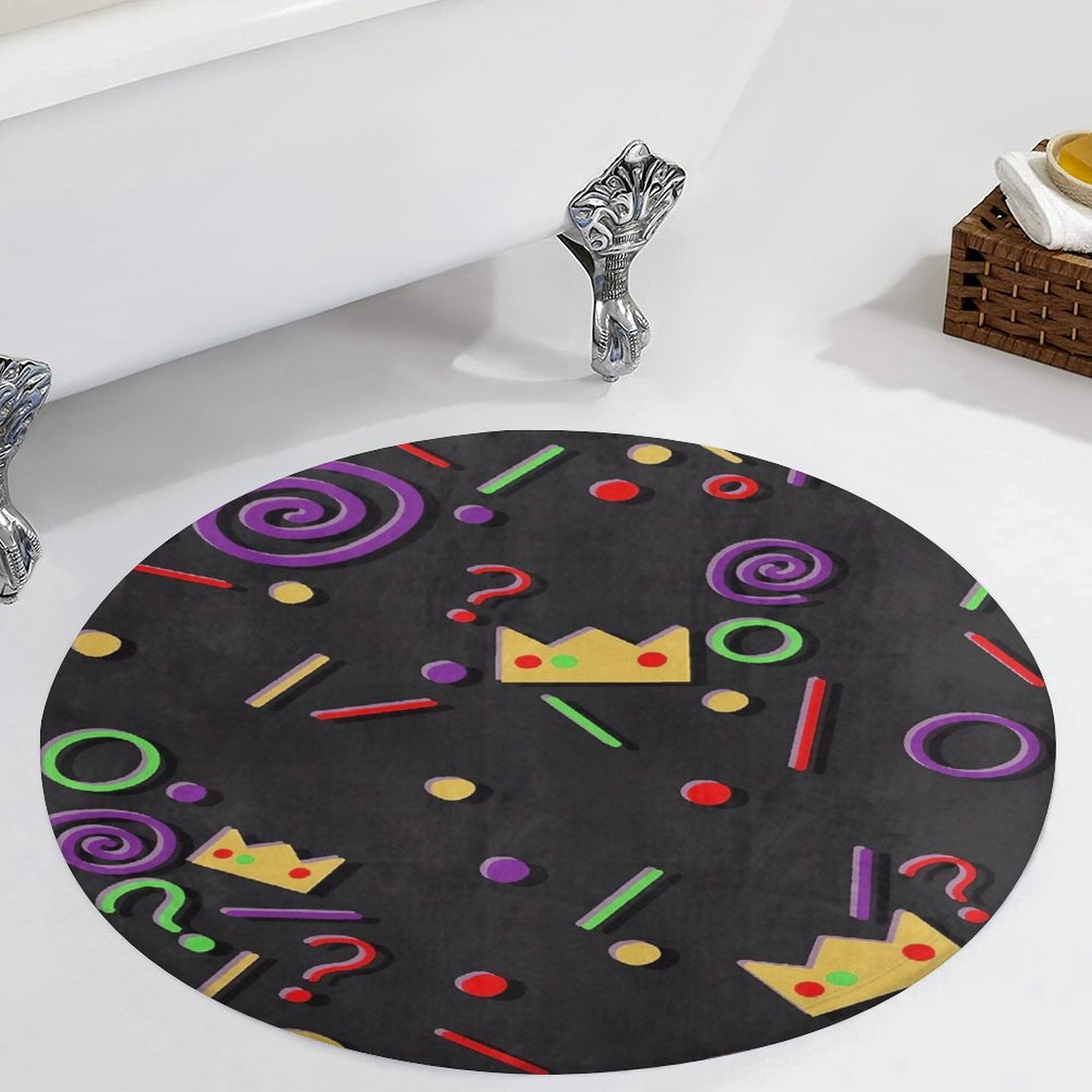 Ranboo Pattern Round Carpet Circle Rug Outdoor Patio Area Rug Washable ...