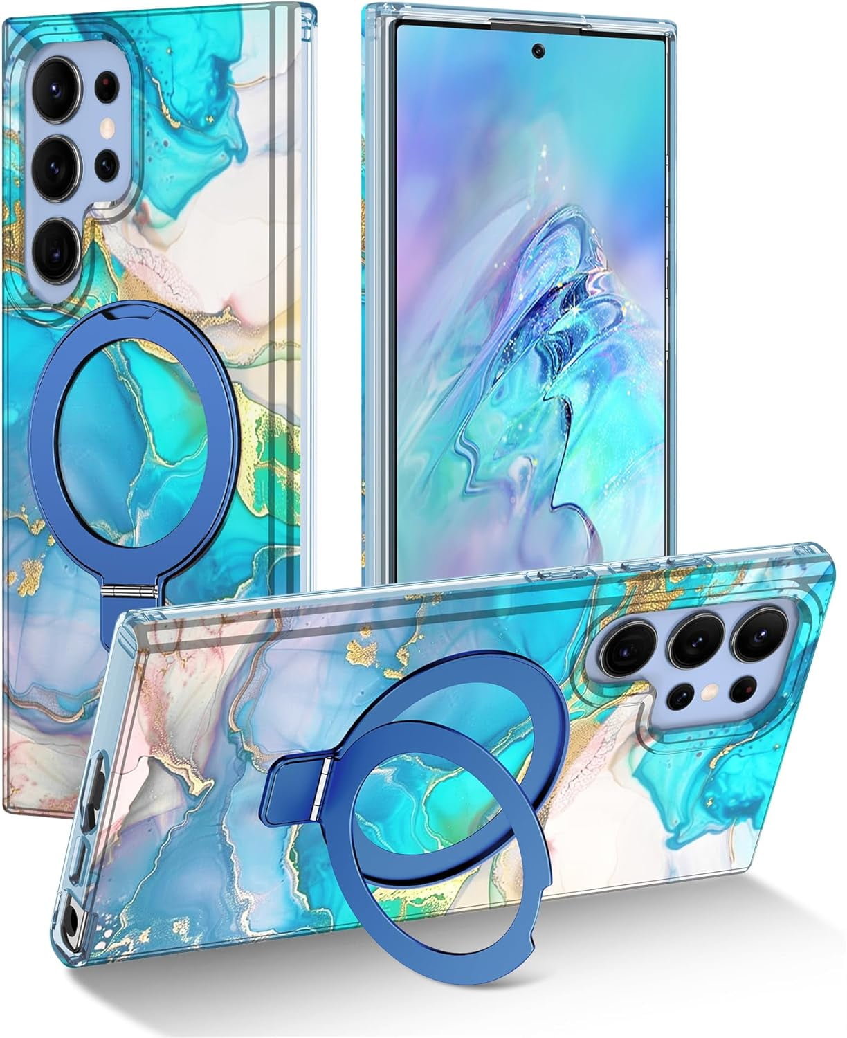 Rancase for Samsung Galaxy S23 Ultra Case with Magnetic Invisible Ring Stand [Compatible with ...