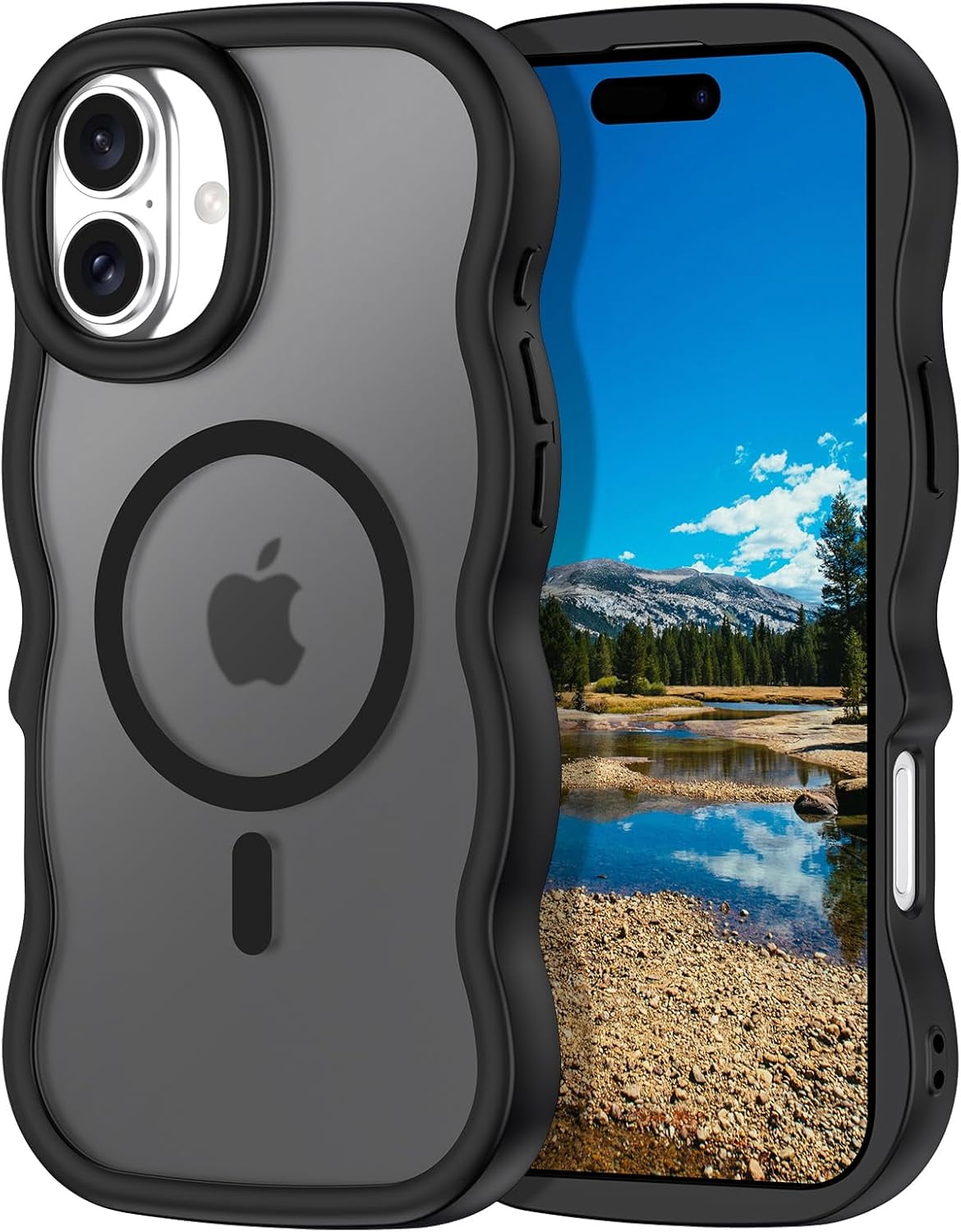 Rancase for iPhone 16 Plus Case for Women Girls, [Compatible with MagSafe] Cute Curly Wave Frame ...