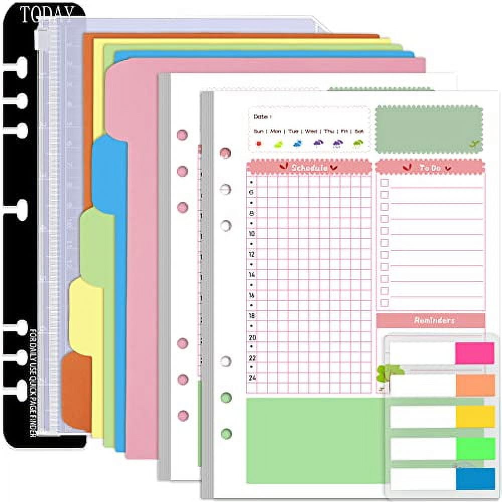 Rancco A5 Planner Inserts Daily Planner Refills, 90 Pages Colorful 6 ...