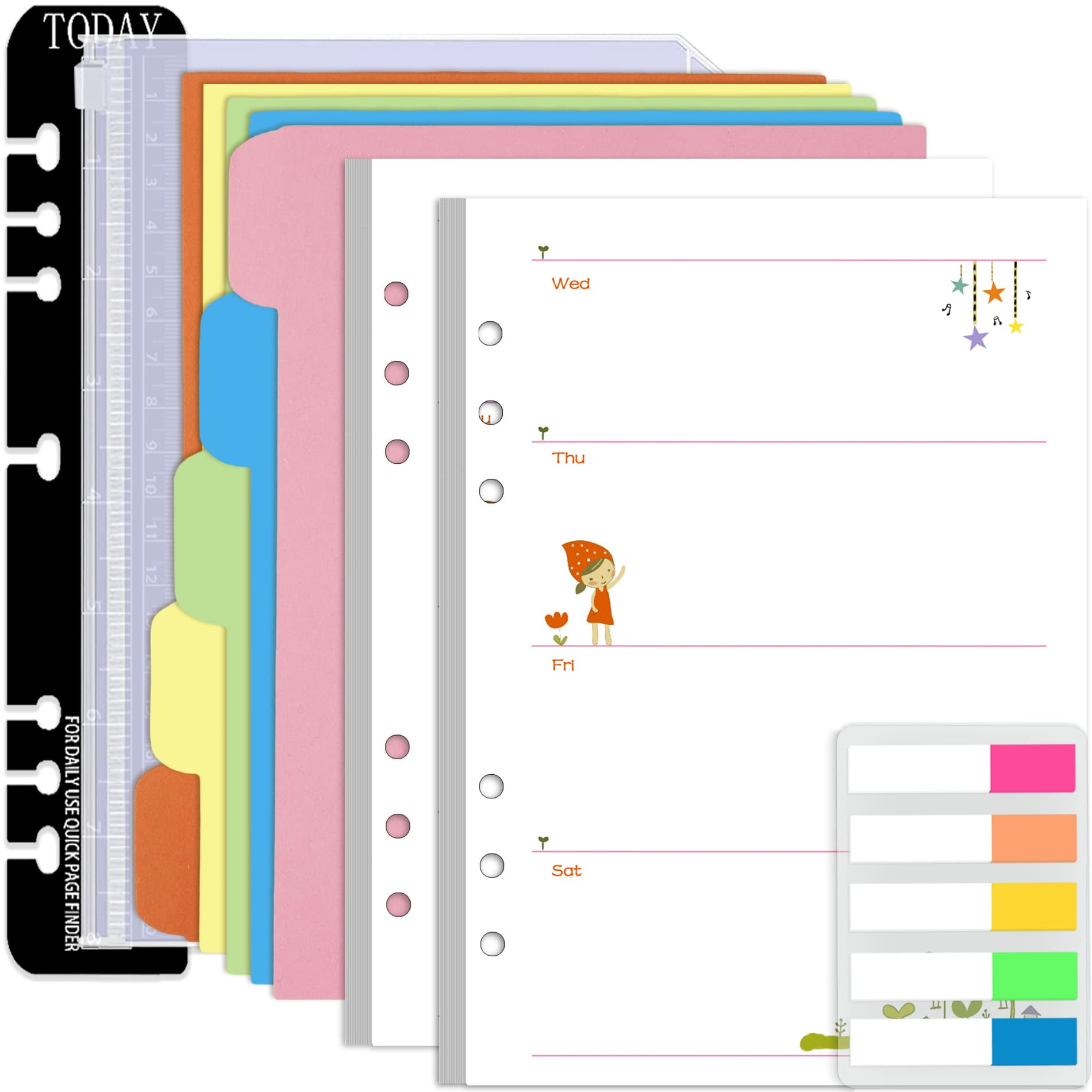 Rancco A5 Planner Inserts Weekly Planner Refills, 90 Pages Colorful 6 ...