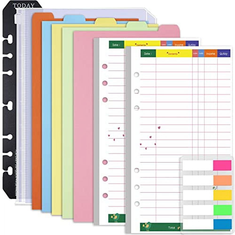 Rancco A6 Budget Planner Refill Paper, 90 Pages Colorful 6-Ring Binder ...