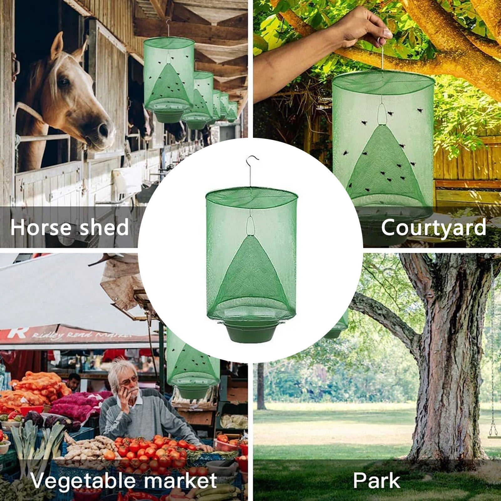 Ranch Fly Traps - 4 Pack Reusable Fly Traps Outdoor Indoor Hanging ...
