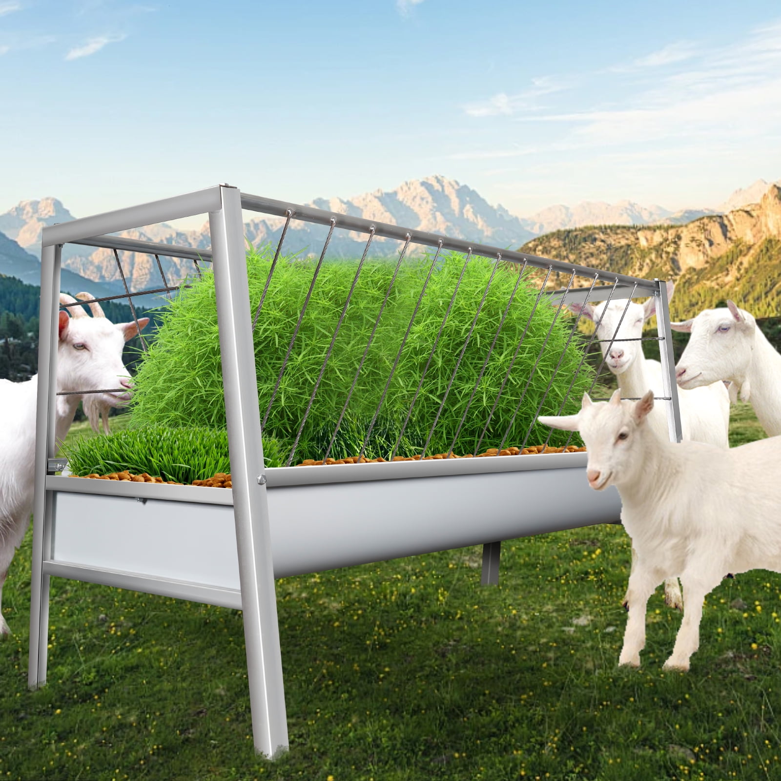 Ranch Galvanized Steel Trough, 55+22Gal High Capacity, Livestock ...