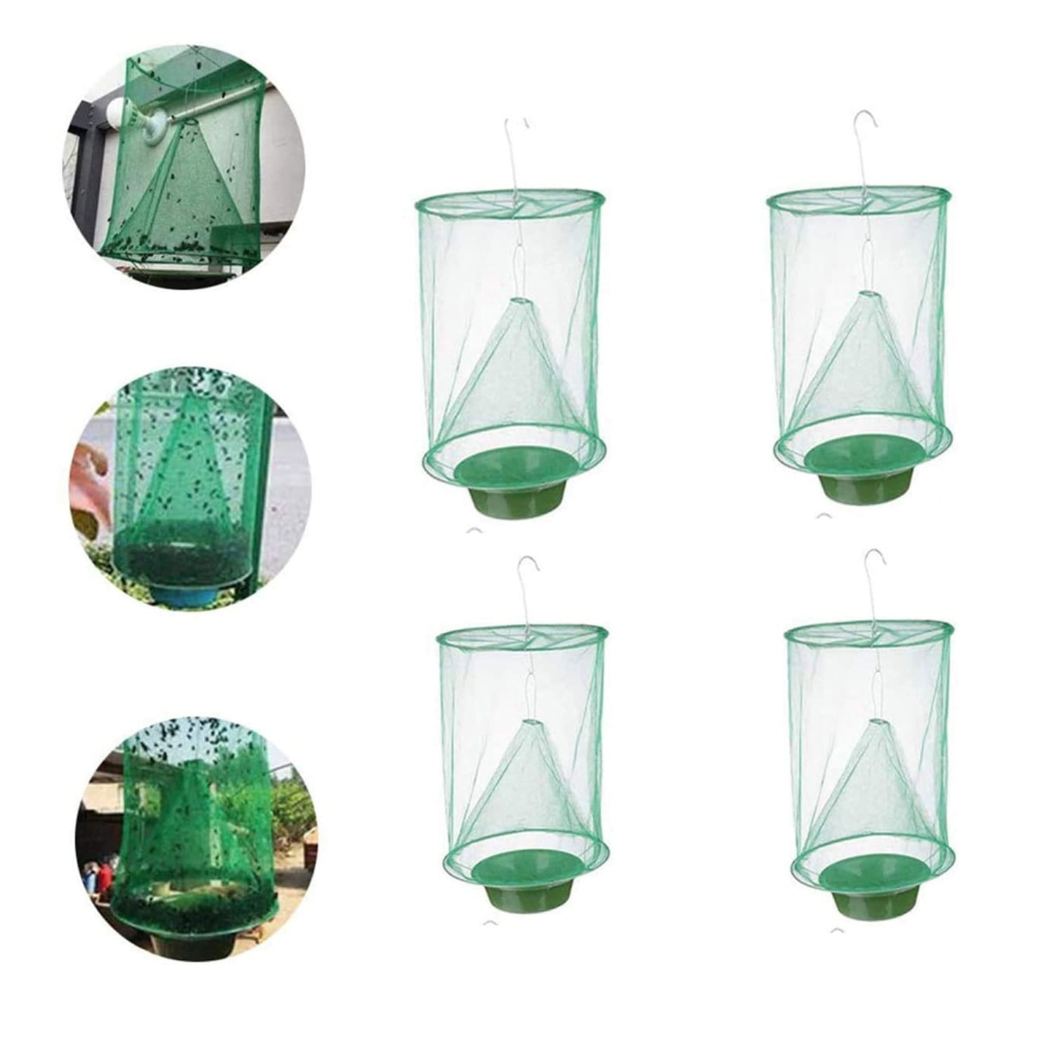 Ranch Hanging Fly Trap with Bait Tray, Foldable Reusable Net Catcher ...