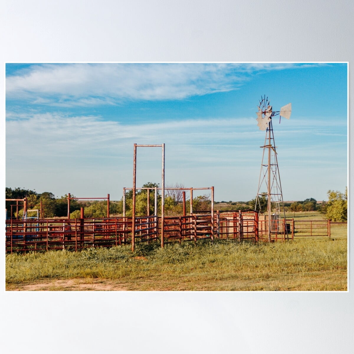 Ranching Pens And Windmill Poster Wall Art, Modern Wall Decor For ...
