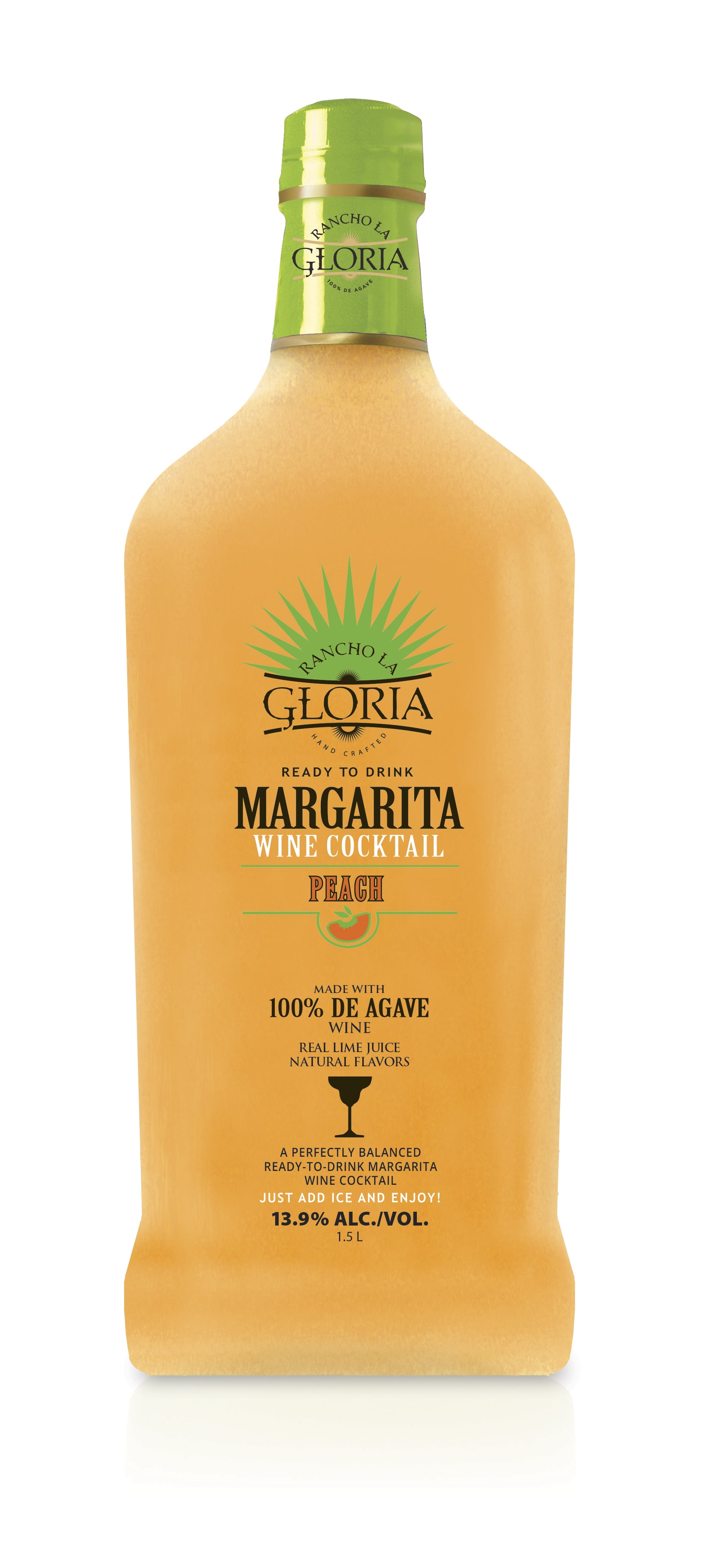Rancho La Gloria, Peach Margarita Wine Cocktail, 13.9% ABV, 1.5L Glass ...