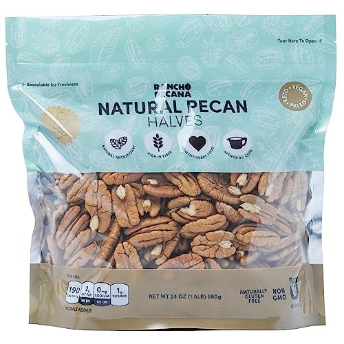 Rancho Pecana 1.5 lb Natural Pecan Halves, Crispy Gluten-Free, Non-GMO ...