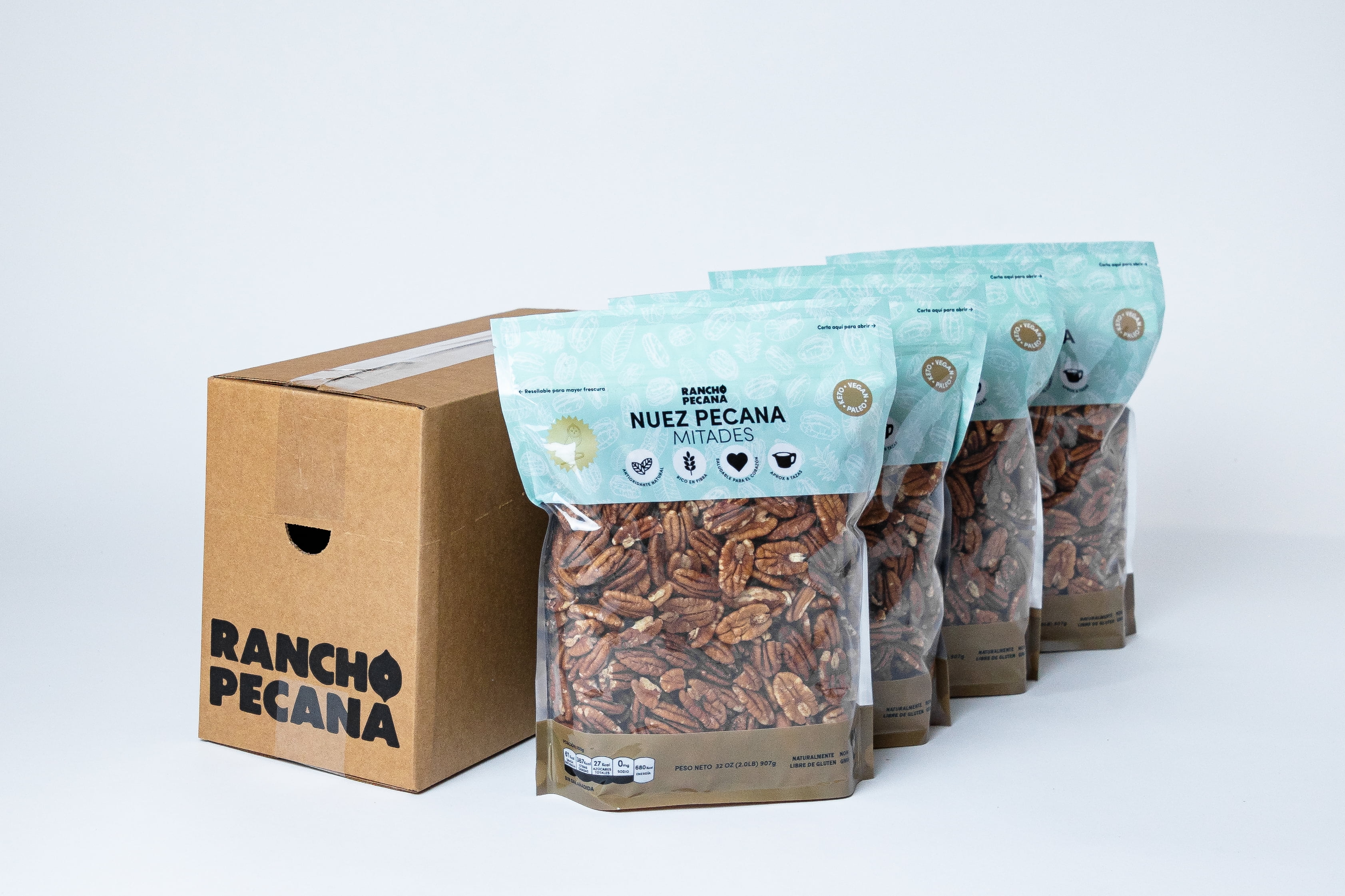 Rancho Pecana’s Natural Pecan Halves, 4 Pack ( 2 LB Each ),Non-GMO ...