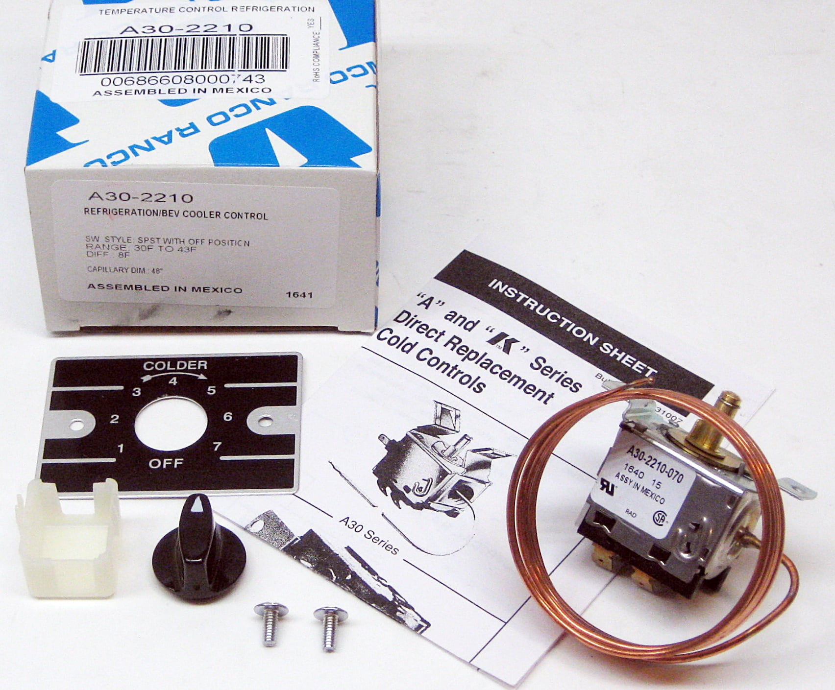 Ranco Temperature Cold Control for Beverage Coolers Refrigerators A30 ...