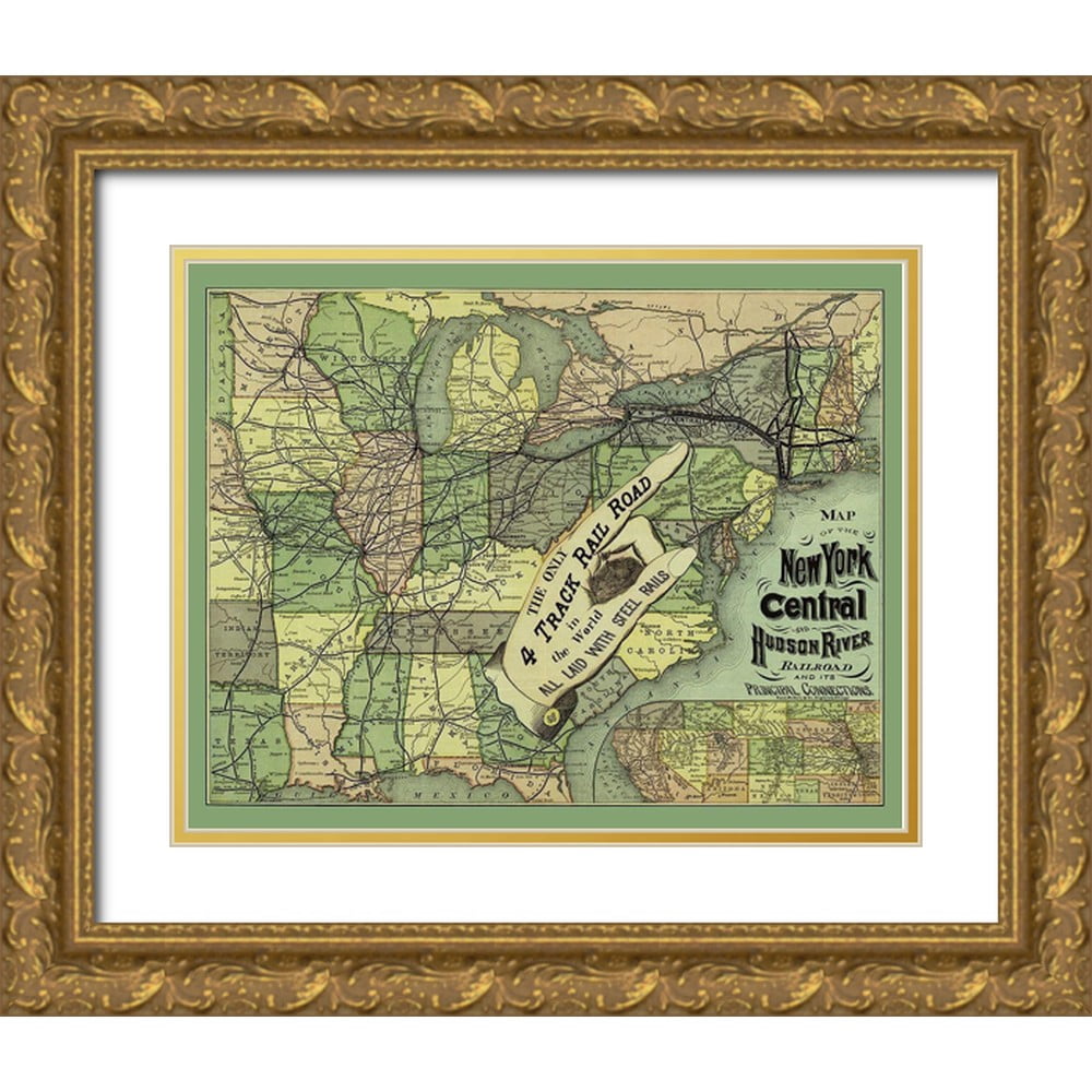 Rand McNally 14x12 Gold Ornate Wood Framed with Double Matting Museum ...