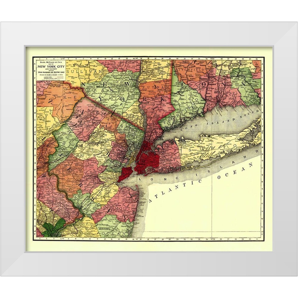 Rand McNally 14x12 White Modern Wood Framed Museum Art Print Titled ...