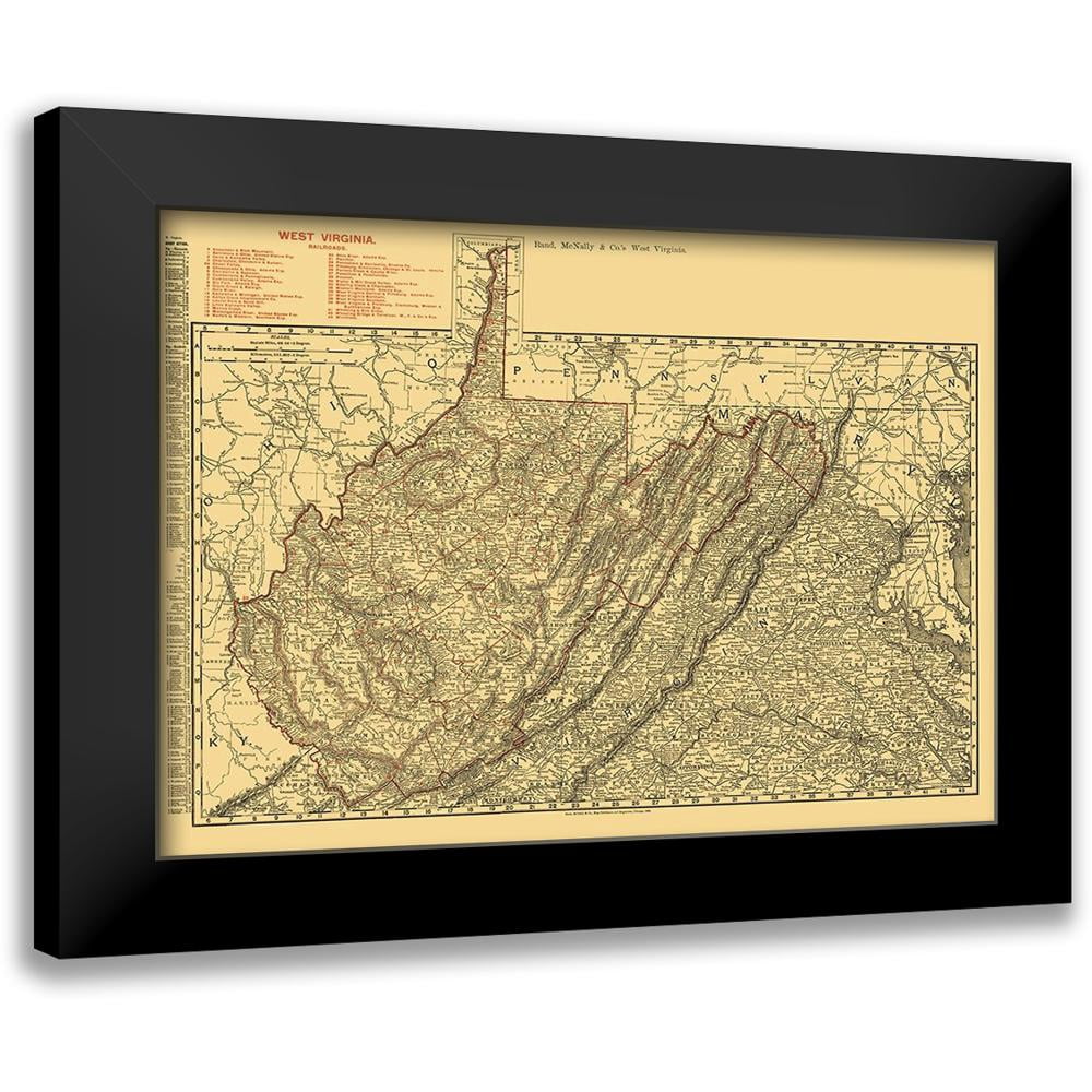 Rand McNally 18x14 Black Modern Framed Museum Art Print Titled - West ...