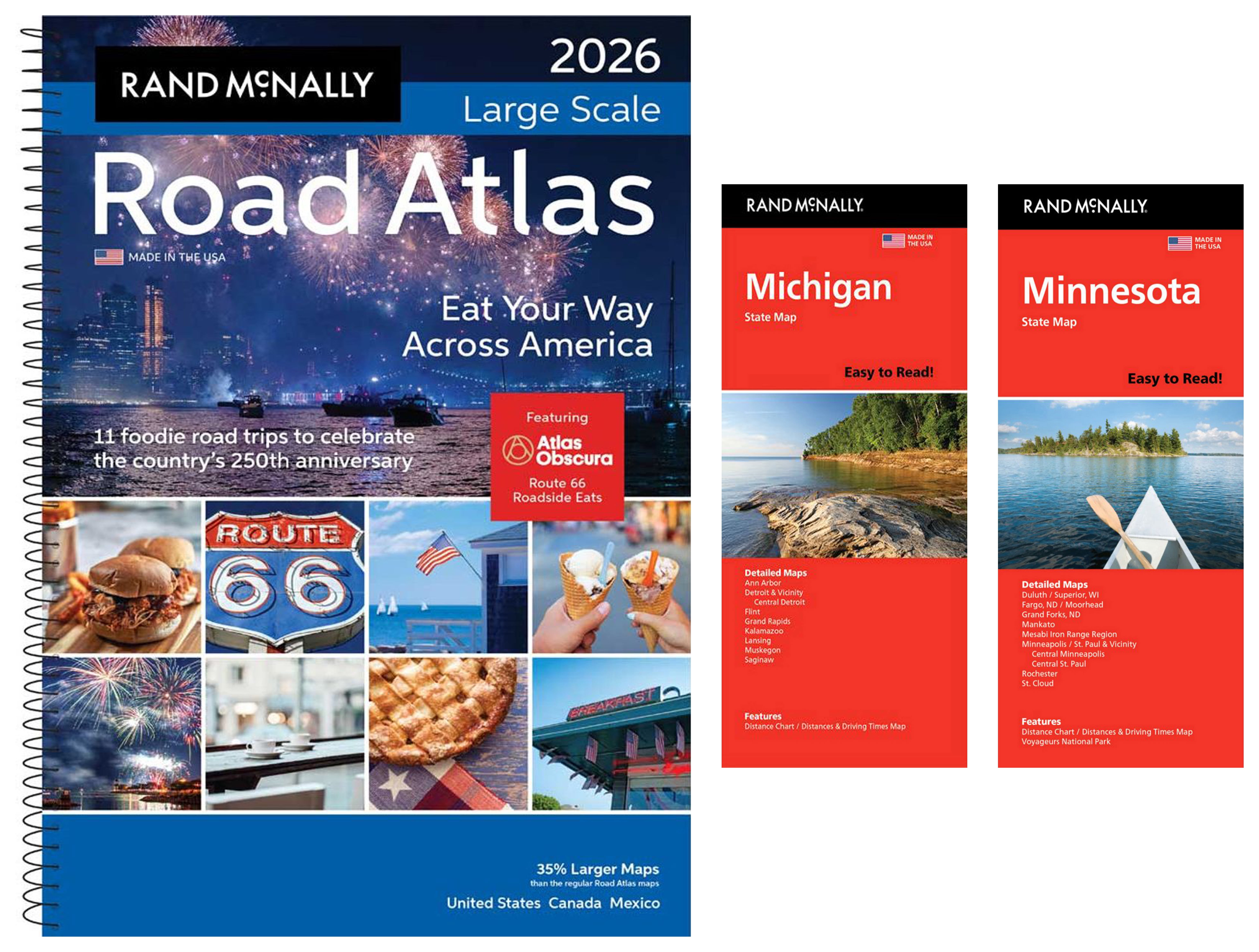 Rand McNally 2026 Large Scale Road Atlas with Easy to Read Michigan ...