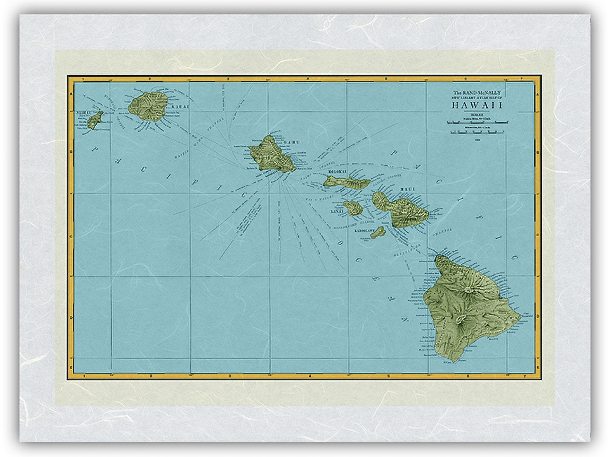 Rand McNally Atlas Map of Hawaii - Vintage Hawaiian Colored ...