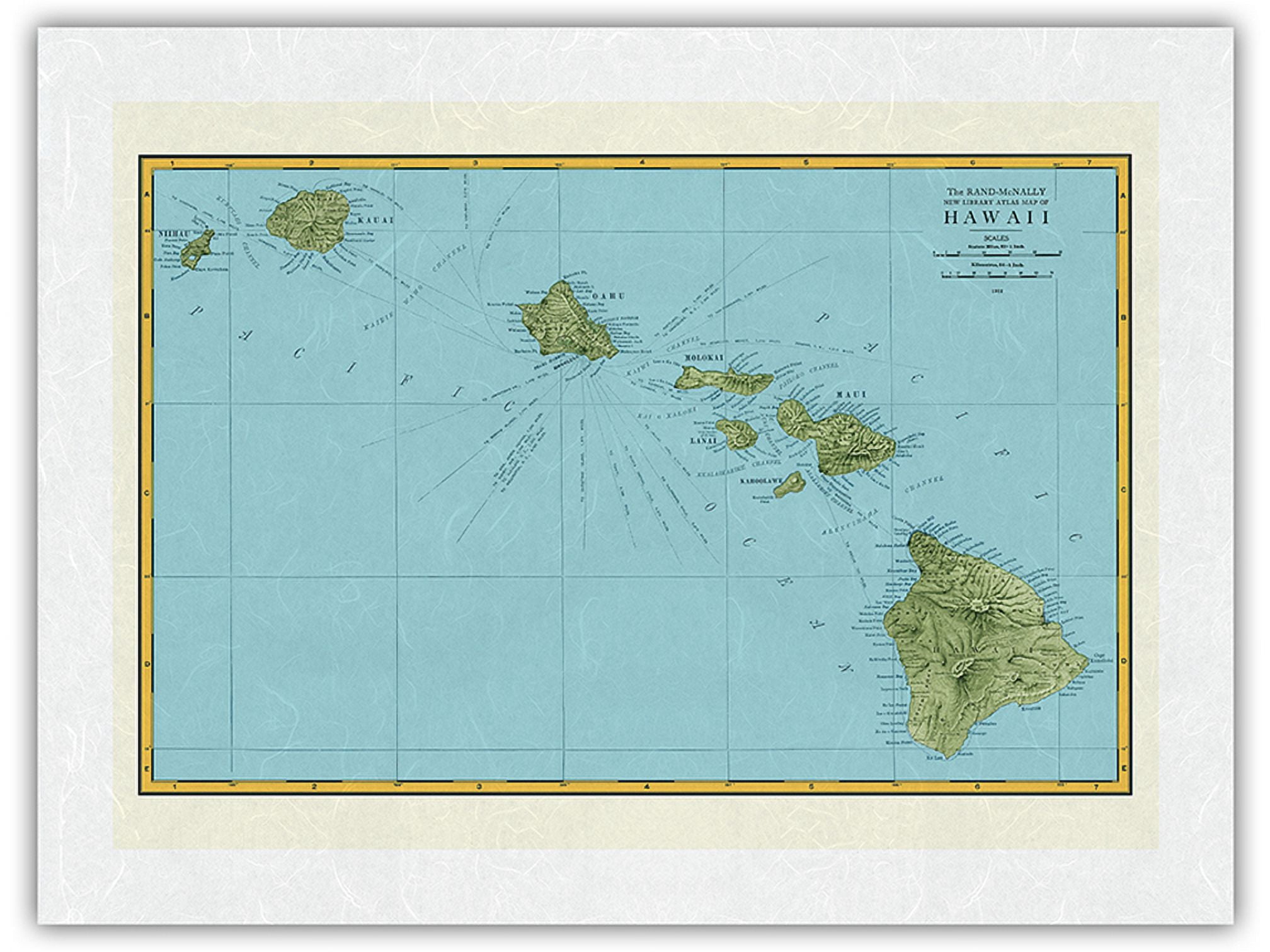 Rand McNally Atlas Map of Hawaii - Vintage Hawaiian Colored ...