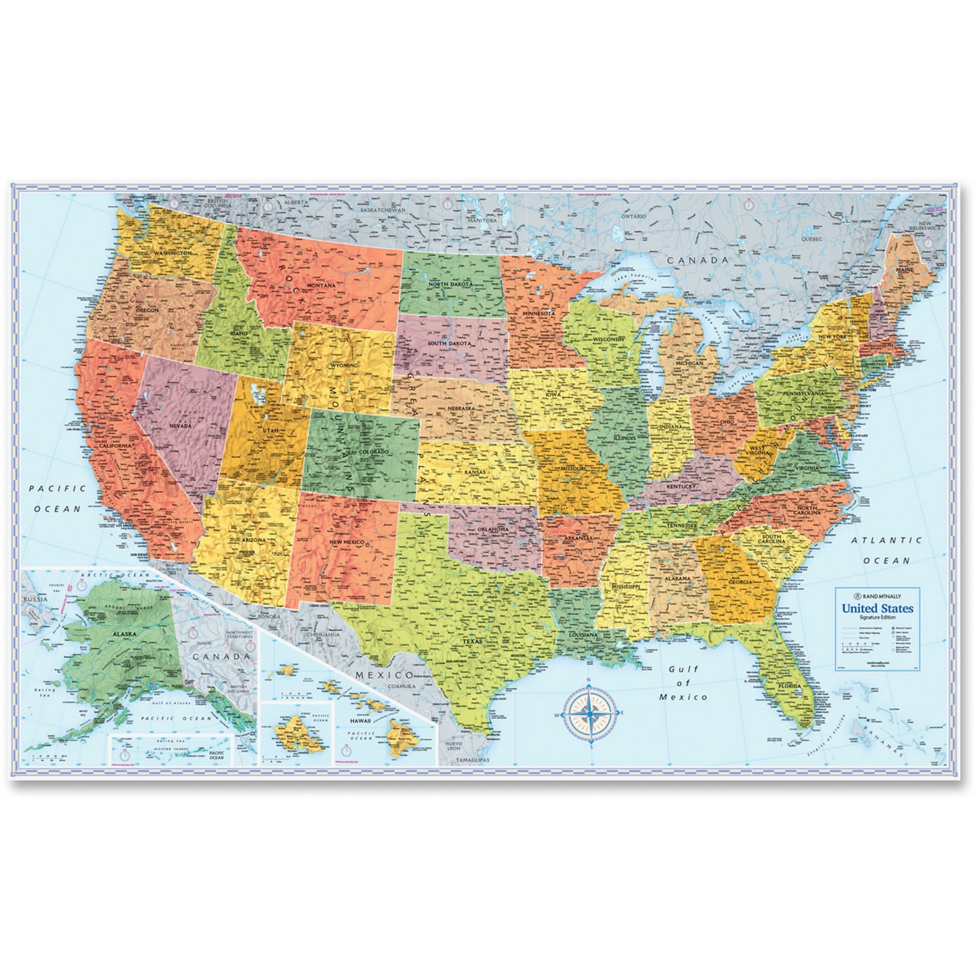 Rand McNally U.S. Physical/Political Map, Dry Erase, Single Roller ...