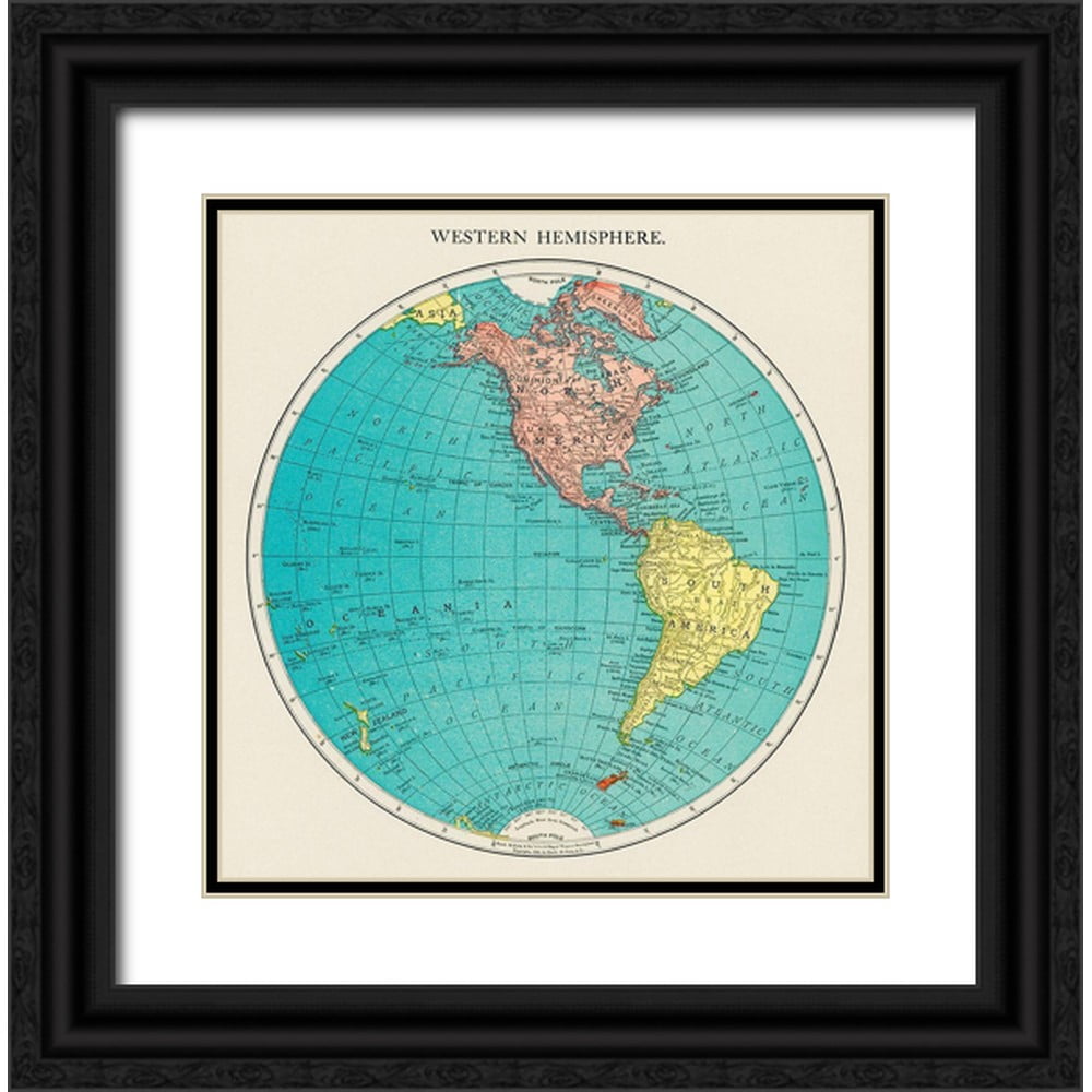 Rand McNally and Company 12x12 Black Ornate Wood Framed with Double ...